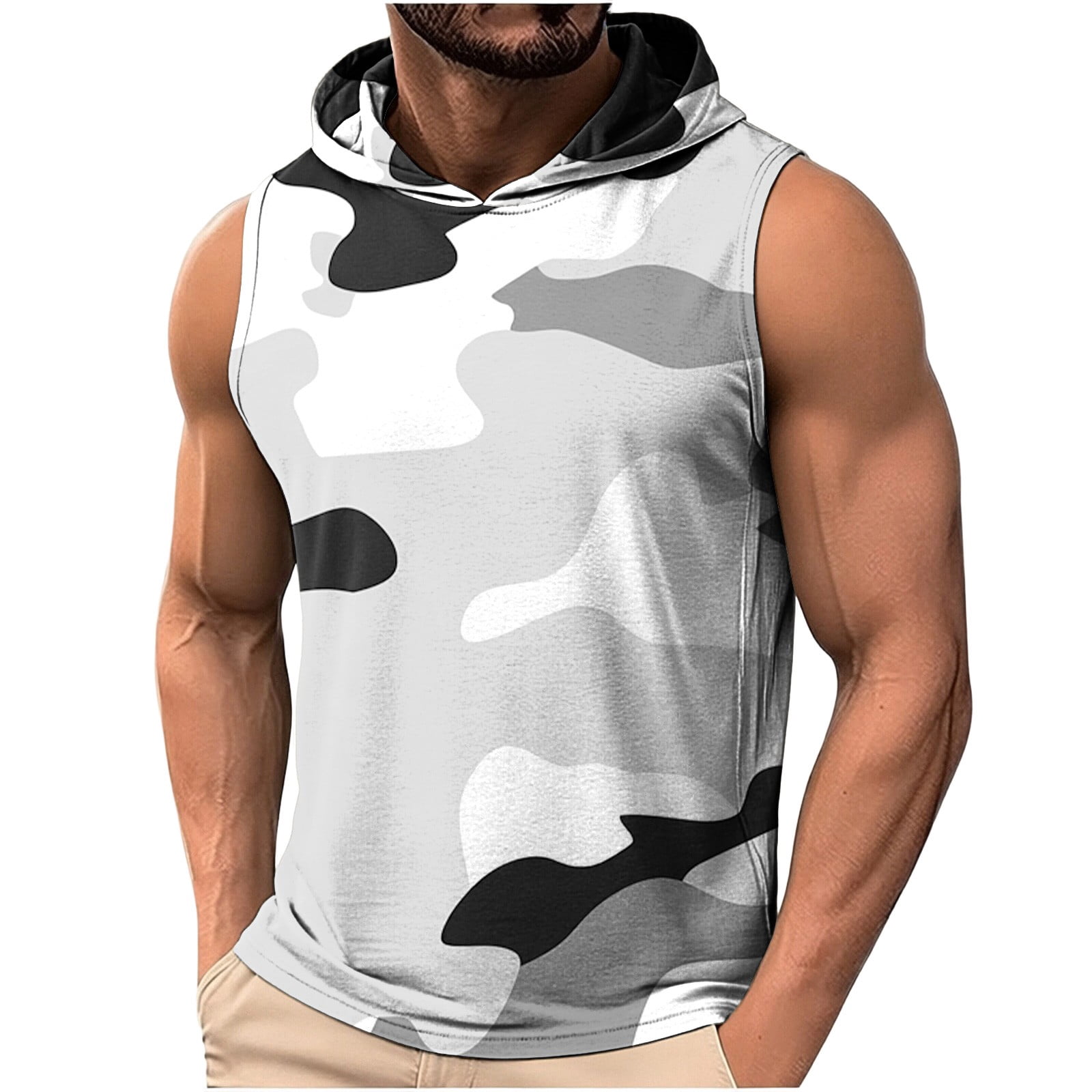 BangWanChi Men's Canadian Printed Solid Color Loose Fitting Home And ...