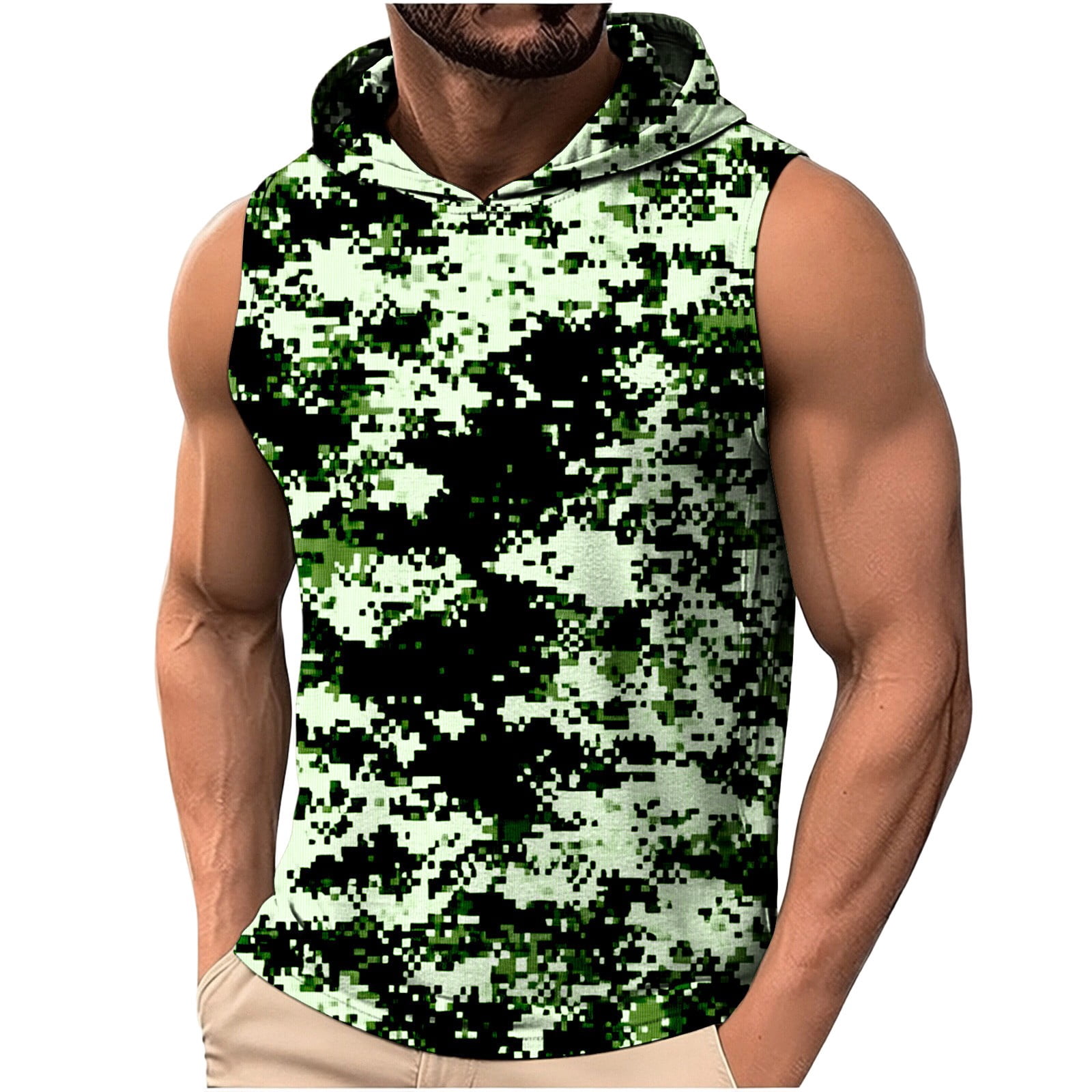 BangWanChi Men's Canadian Printed Solid Color Loose Fitting Home And ...