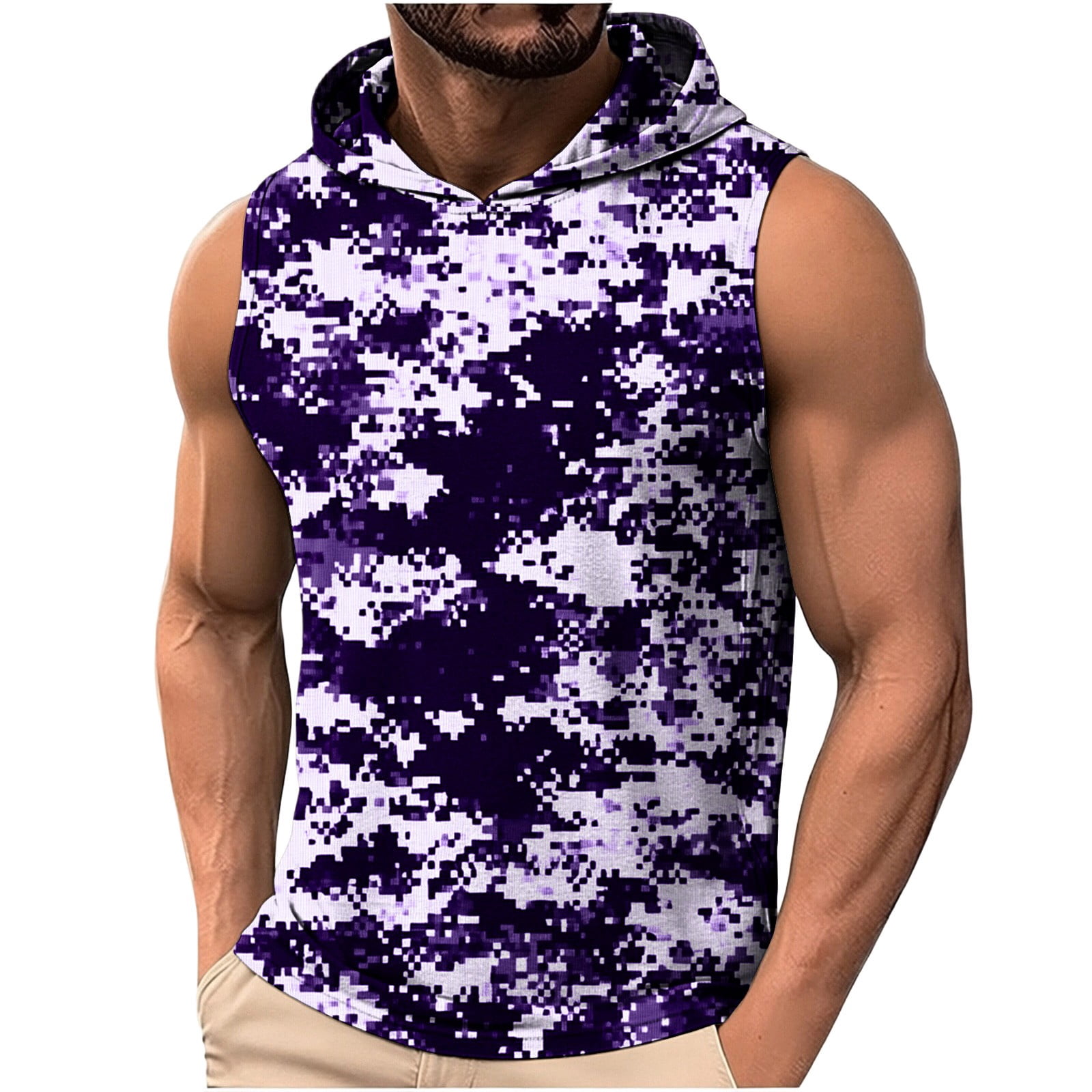 BangWanChi Men's Canadian Printed Solid Color Loose Fitting Home And ...