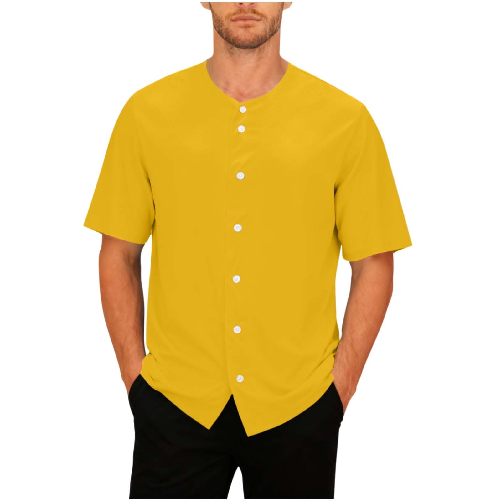 BangWanChi Men's Fashion Solid Color V-Neck Button Shirts Short Sleeve ...