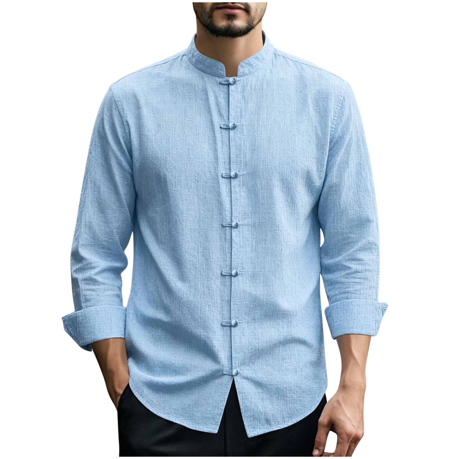 BangWanChi Men's Solid Color Casual Fashion Business Long Sleeves ...