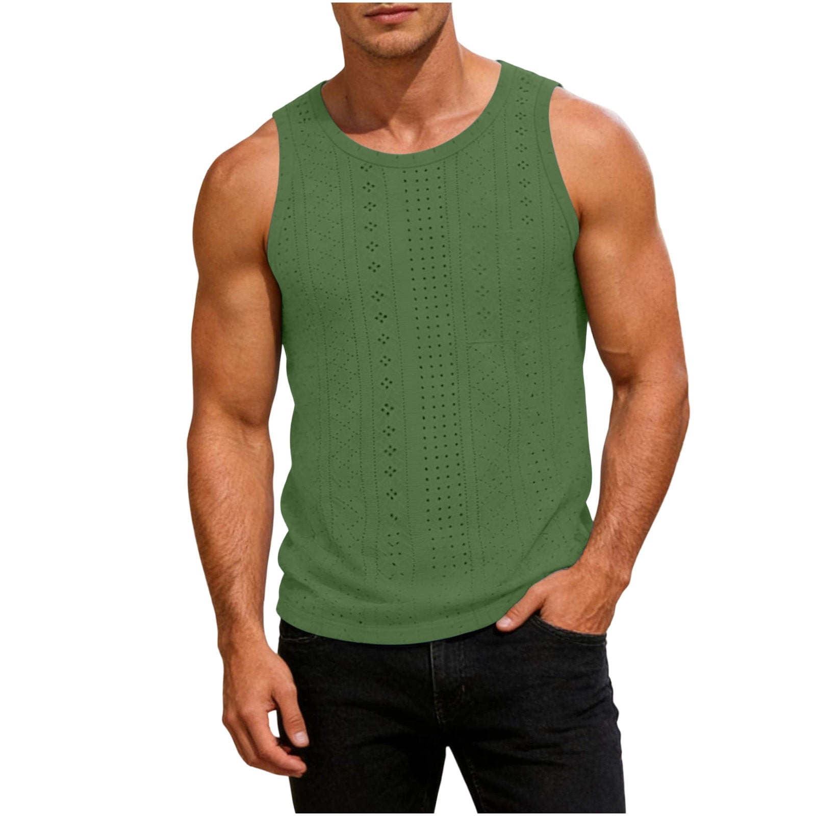 BangWanChi Men's Summer Shirts Men Round Neck Tank Tops Sleeveless ...