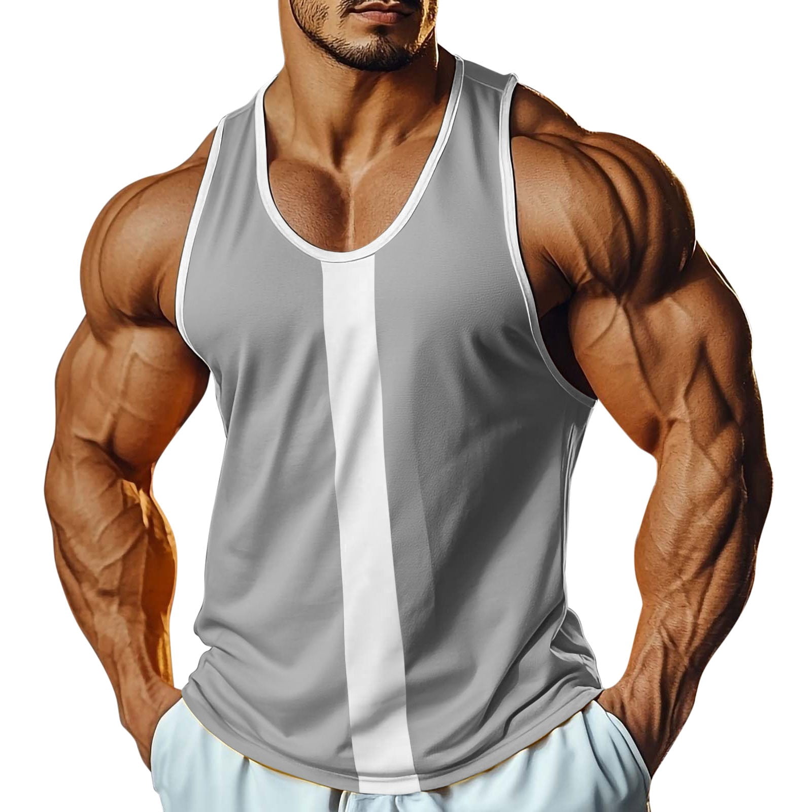 BangWanChi Men's Underwear Sleeveless Shirt Sleeveless Round Neck Large ...