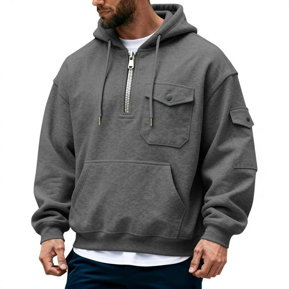BangWanChi Mens Hooded Workout Shirts Men's Fashion Long Sleeve Drawing ...