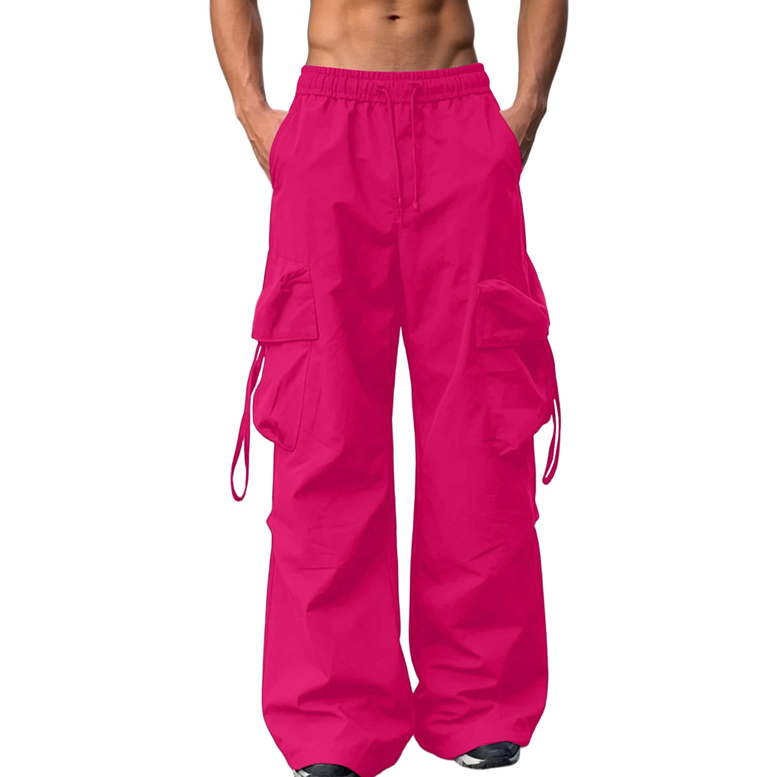 BangWanChi Mens Long Pants Men's Solid Color Loose Straight Leg Casual ...