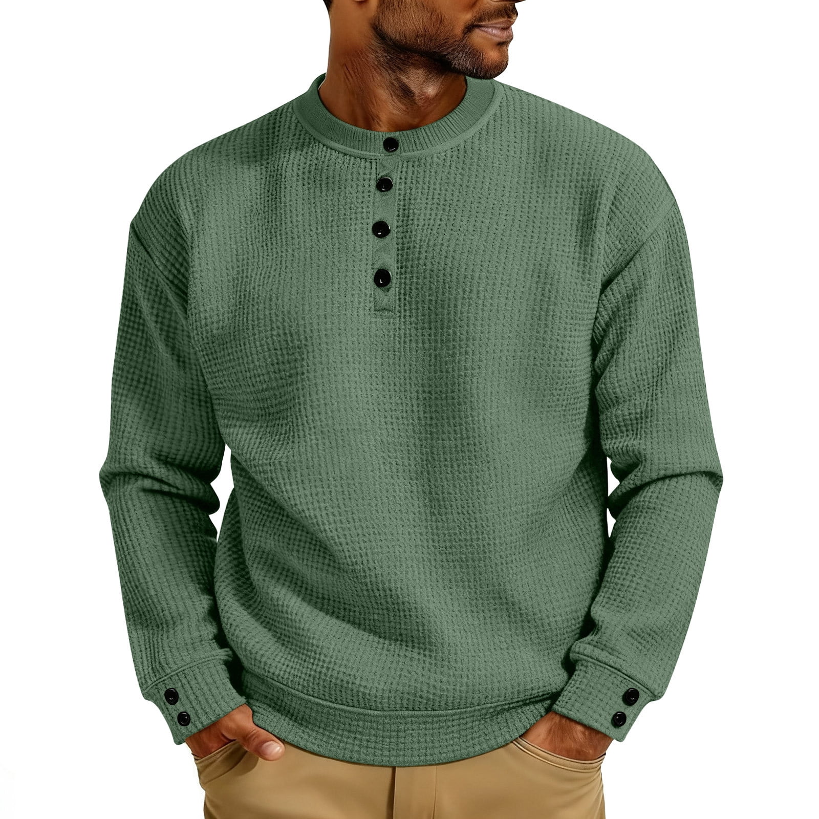 BangWanChi Mens Shirts Men's Casual Loose Fashion Long Sleeve Pullover ...