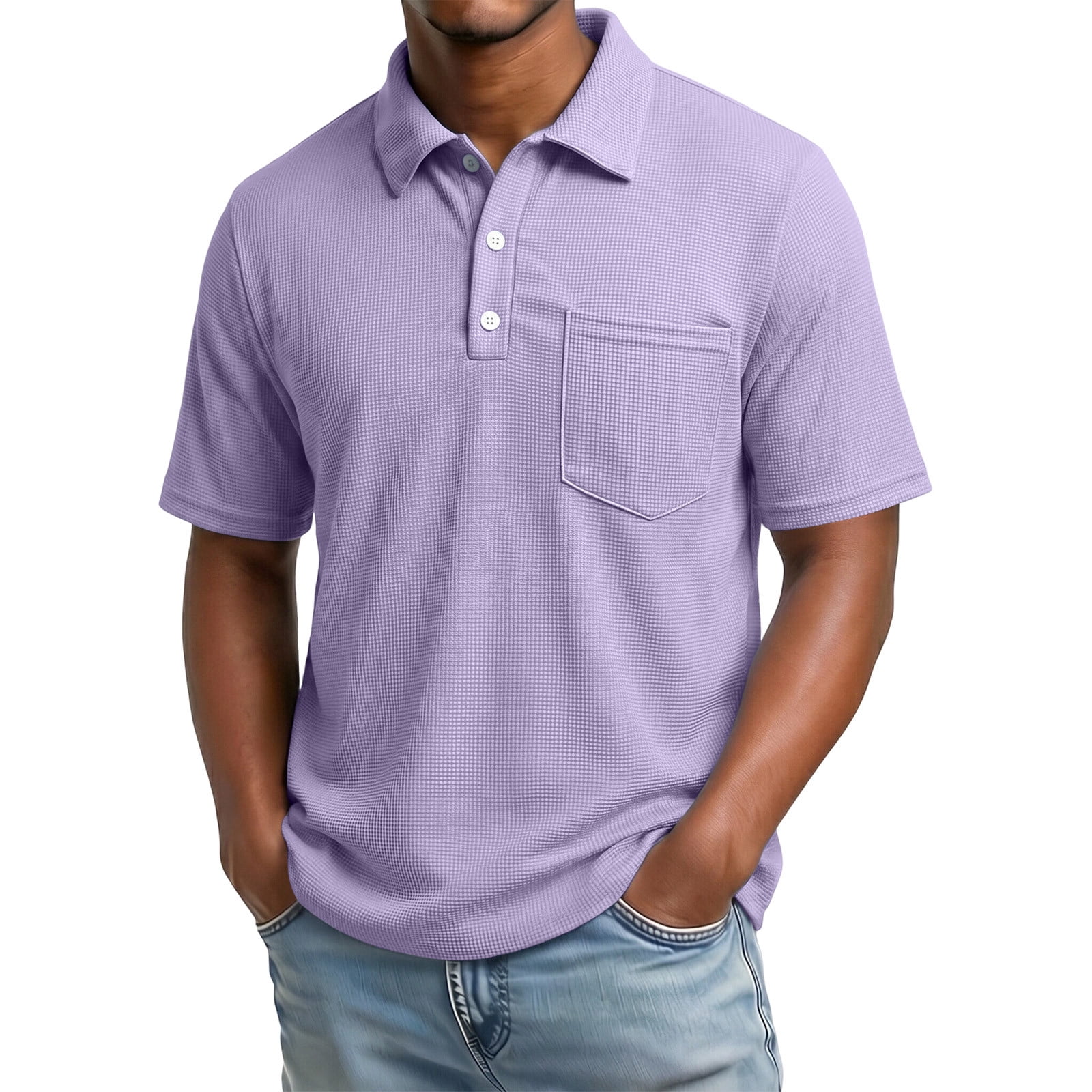 BangWanChi Mens Summer T-Shirts Men'S Solid-Color Short-Sleeved Button ...