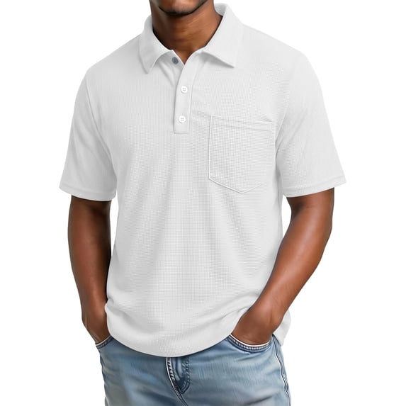 BangWanChi Mens Summer T-Shirts Men'S Solid-Color Short-Sleeved Button ...