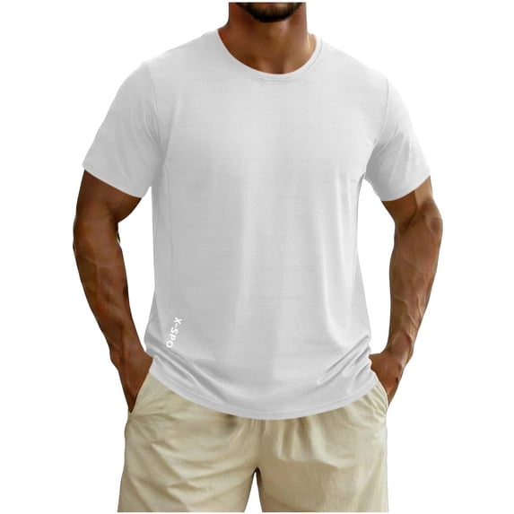 BangWanChi Mens Summer T-Shirts Men's Short Sleeve Hoodless Round Neck ...