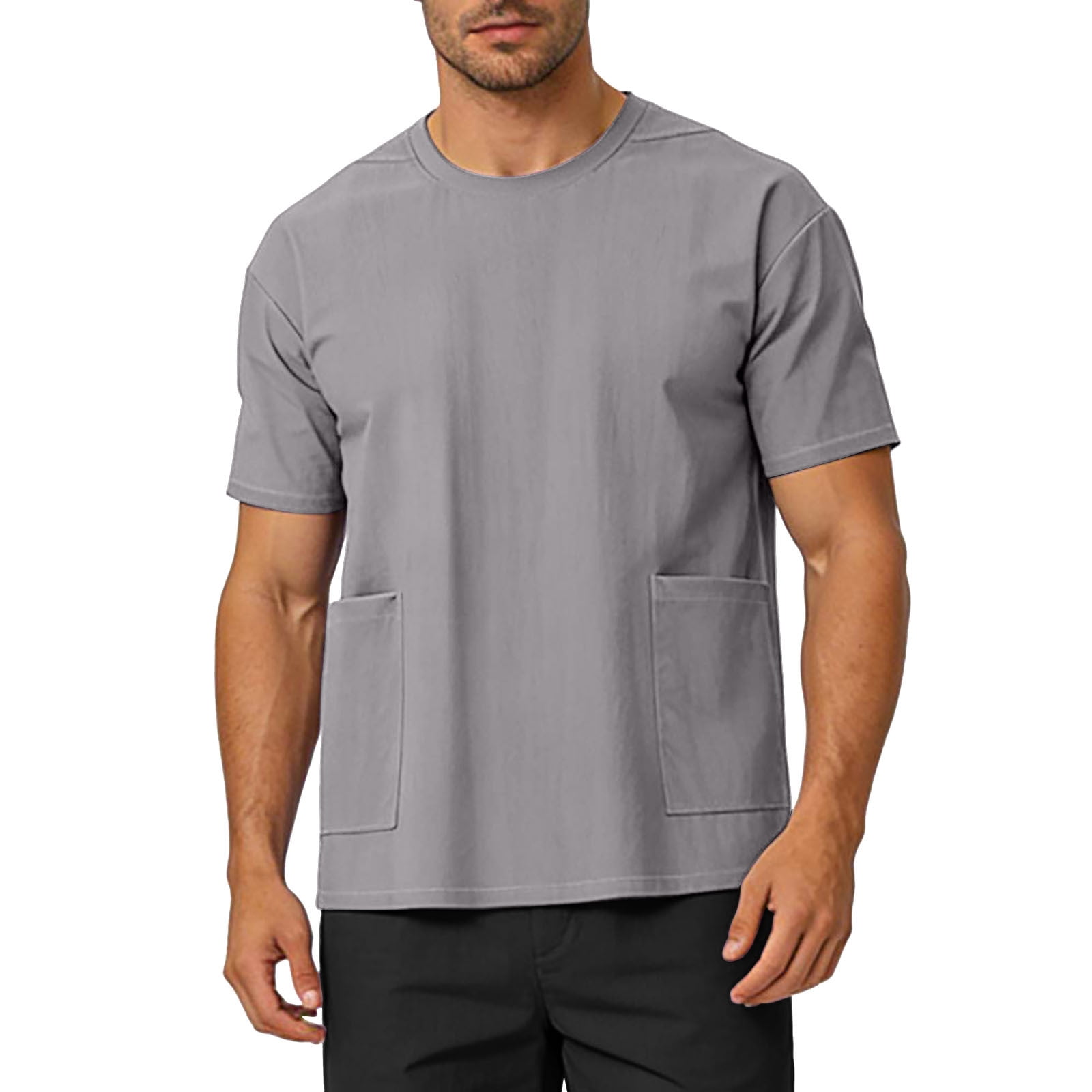 BangWanChi Mens Summer T-Shirts Men's Short Sleeved Round Neck Training ...