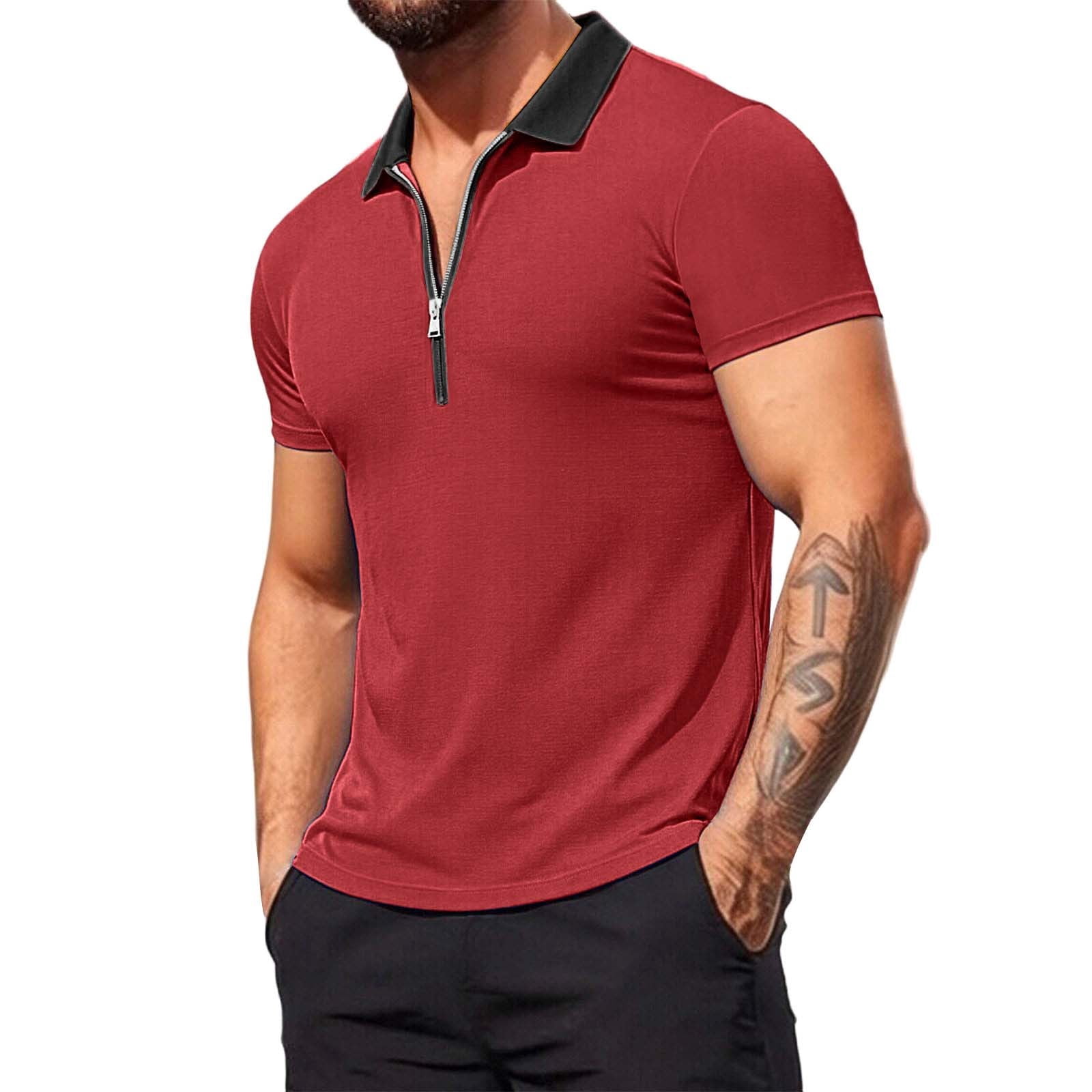 BangWanChi Mens Summer T-Shirts Men's Solid Color Color Color Blocking ...