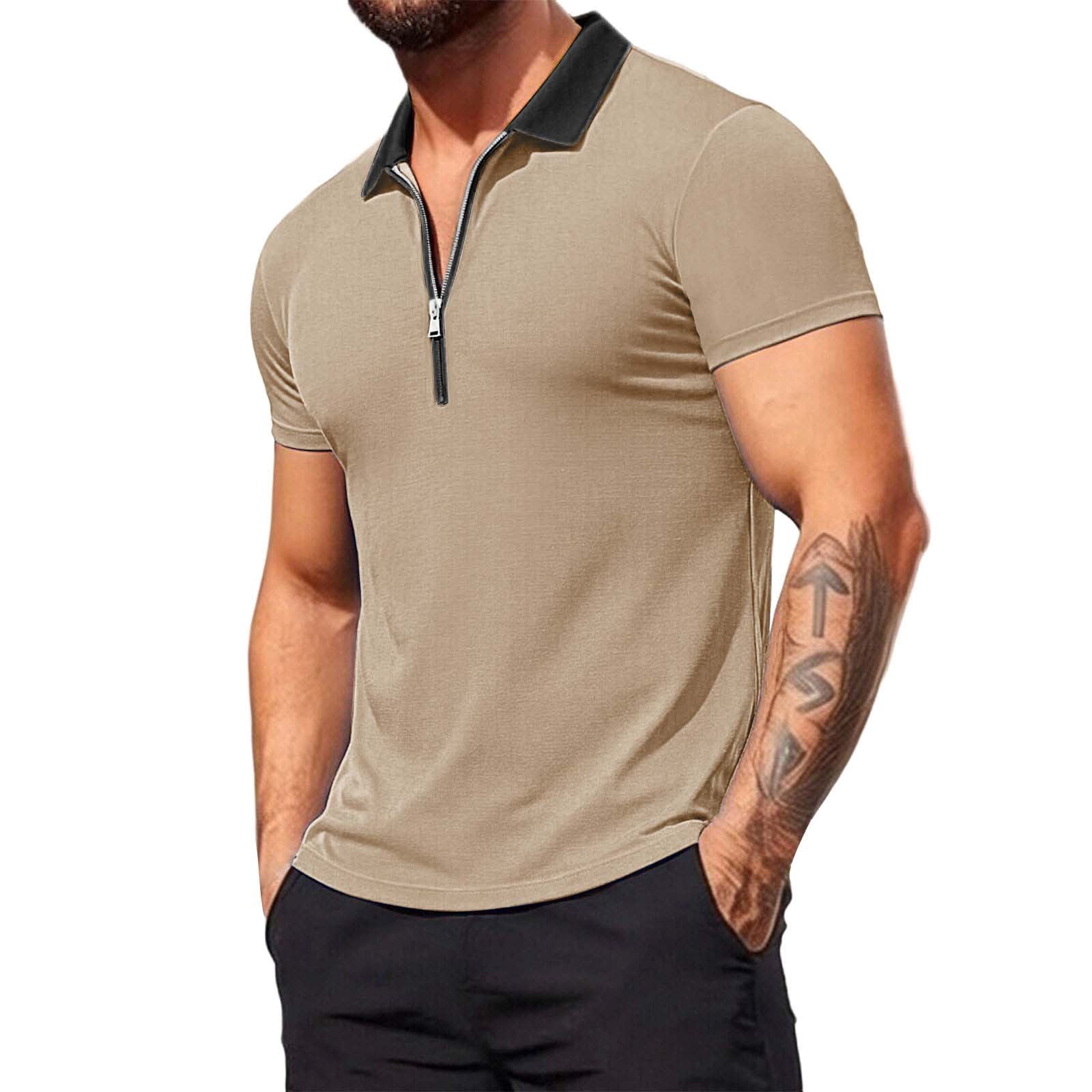 BangWanChi Mens Summer T-Shirts Men's Solid Color Color Color Blocking ...