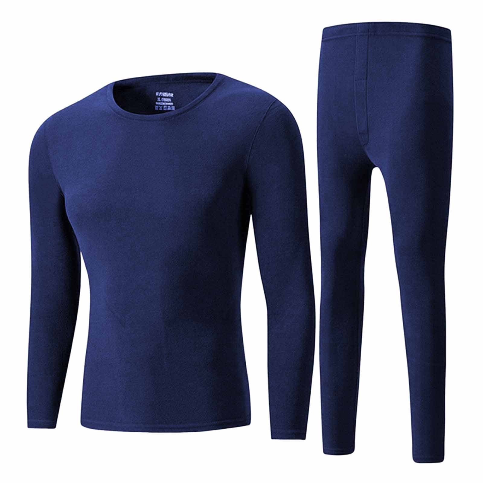 BangWanChi Mens Thermal Underwear Sets Solid Color Casual Fashion ...