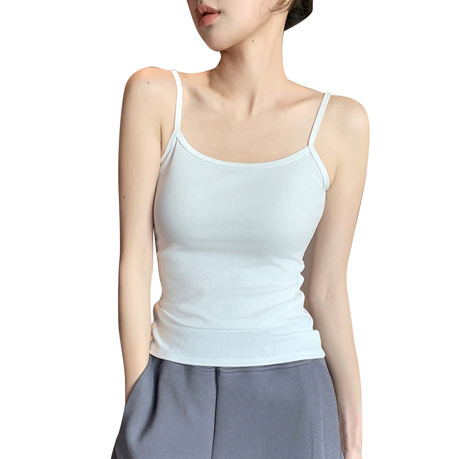 BangWanChi Tank Tops for Women Casual Ladies' Small Camisole With Round ...