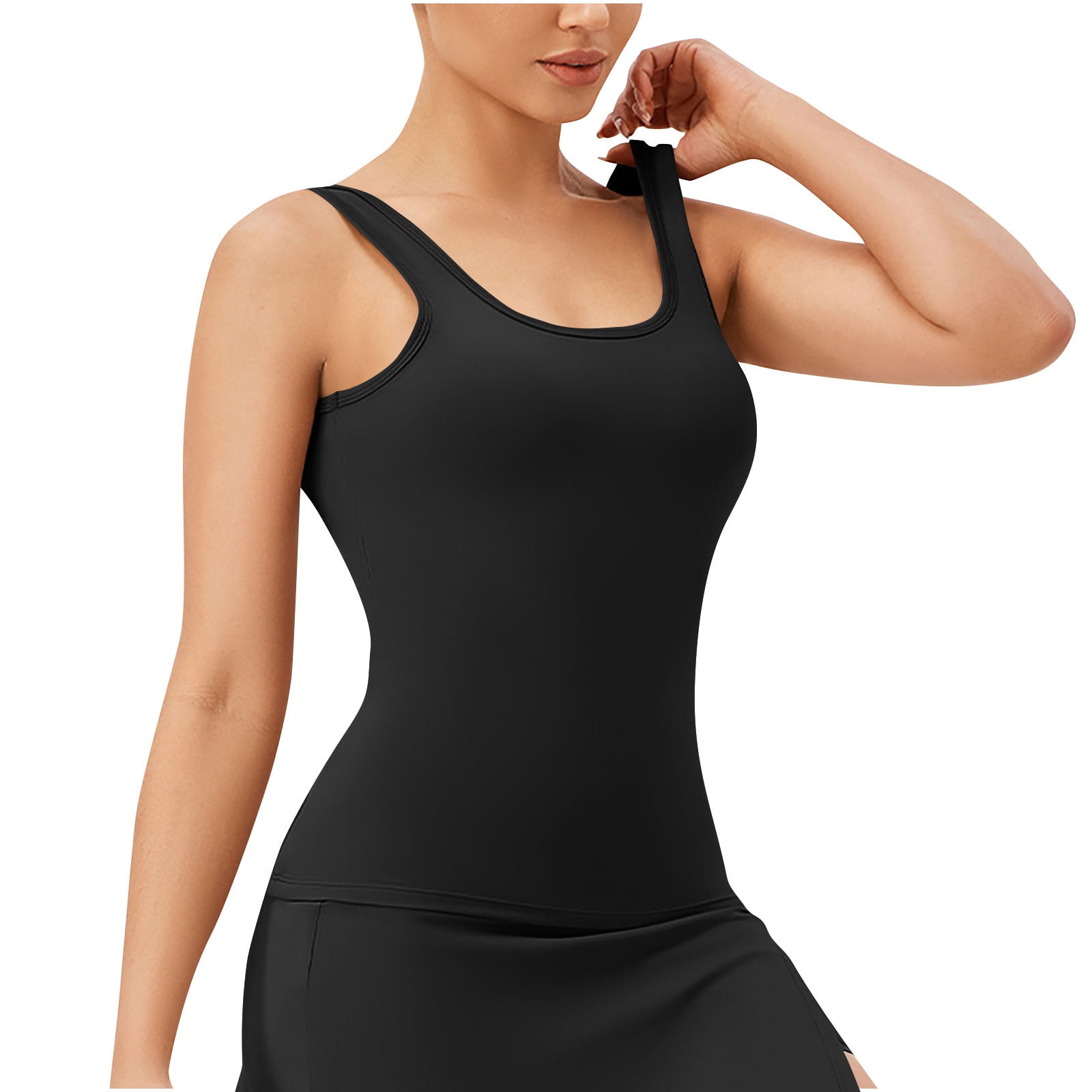 BangWanChi Tank Tops for Women Spaghetti Strap Women's Solid Color ...