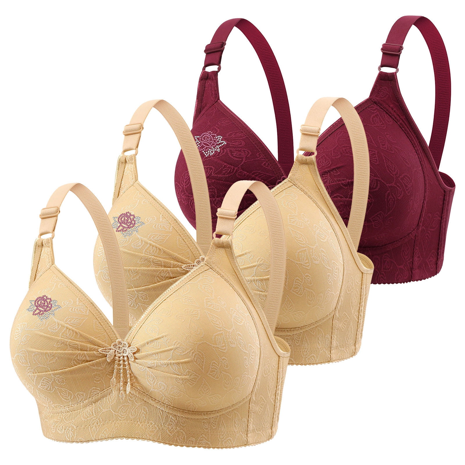 BangWanChi Wireless Bras for Women Support and Lift Woman's Lace Flower ...