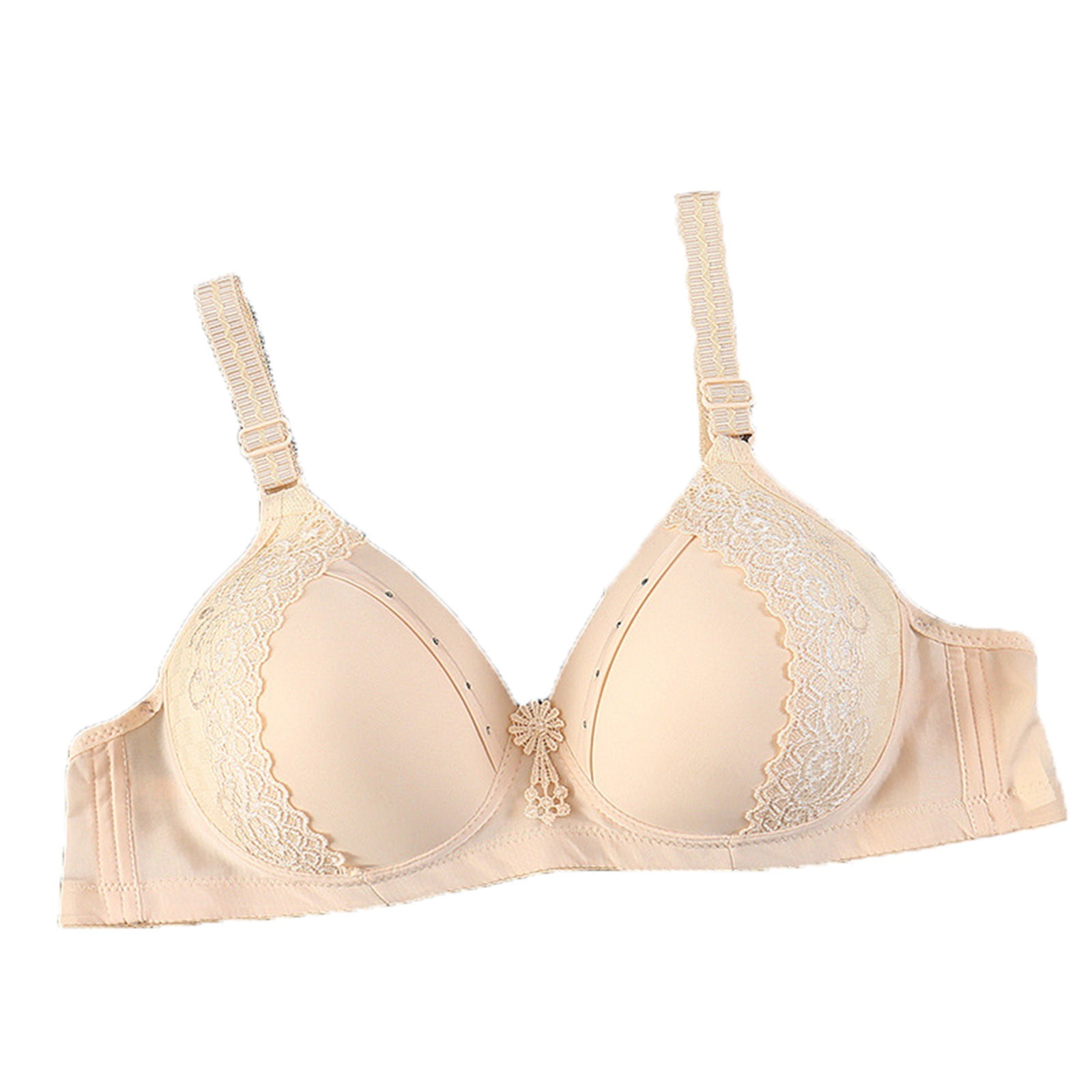BangWanChi Wireless Bras for Women Women's Steel Ring Gathering Bra Underwear Daily Bra Beige ...