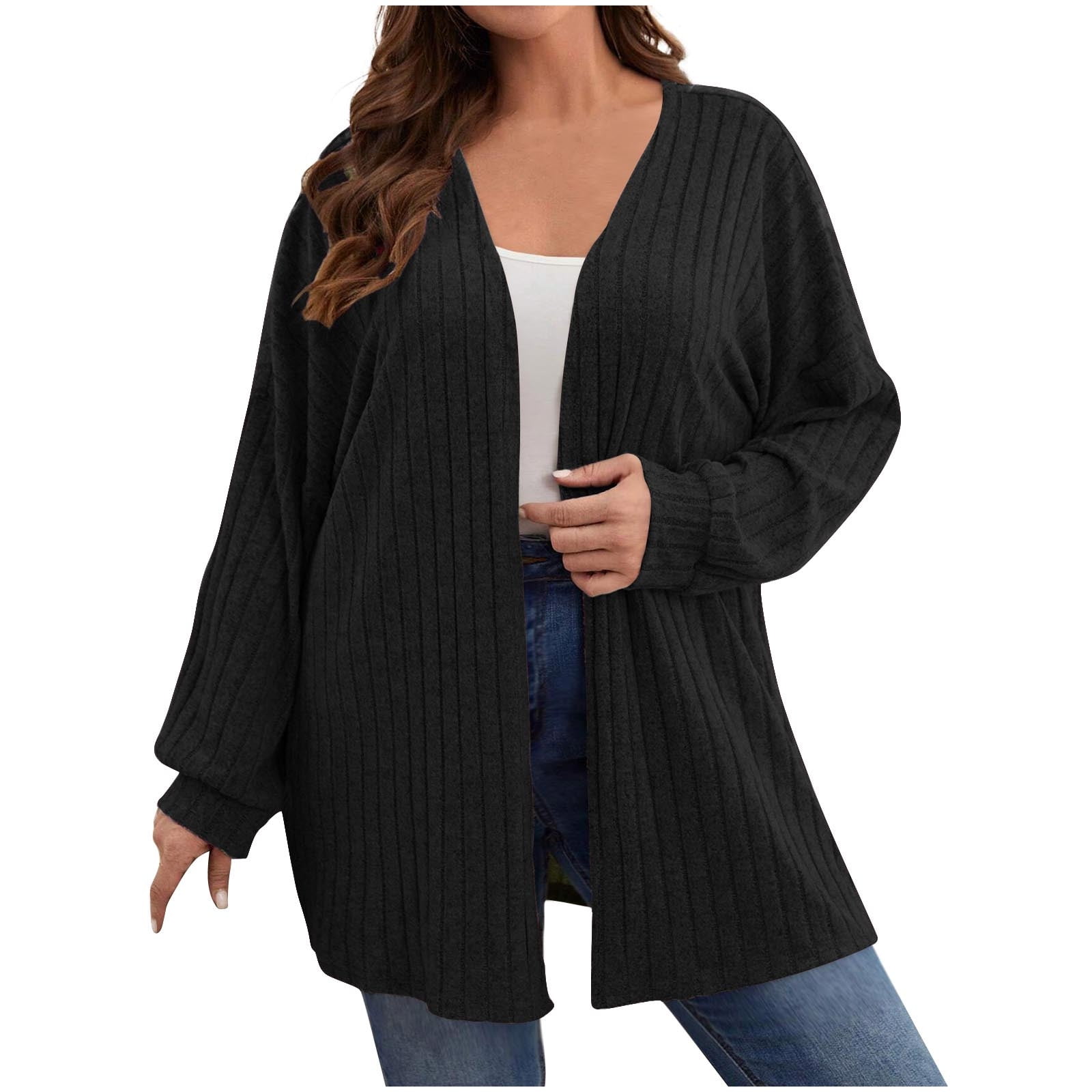 BangWanChi Women's Plus Size Cardigans Sweaters Women's Fashion Solid ...