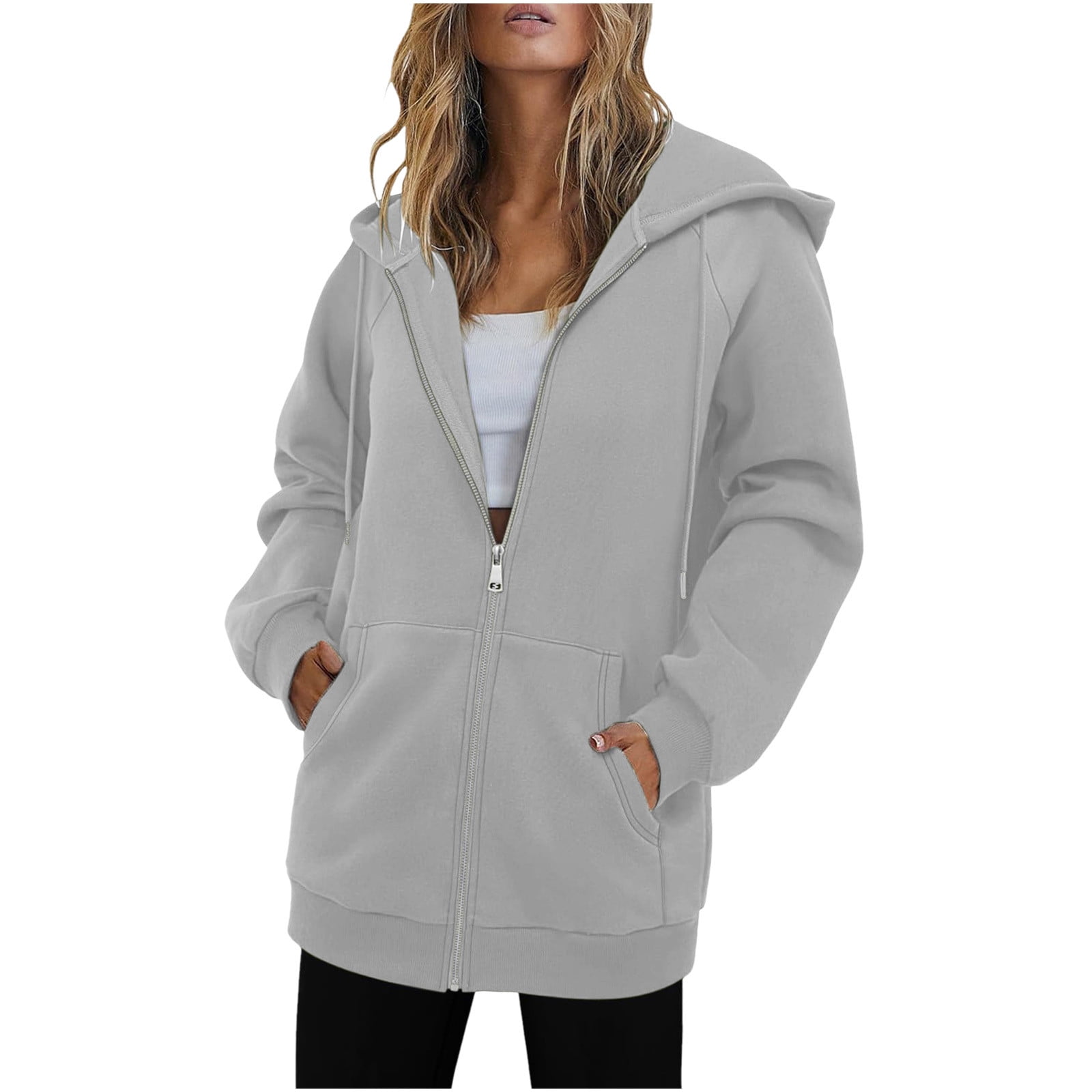 BangWanChi Zip Up Hoodies for Women Winter Warm Casual Long Sleeve ...