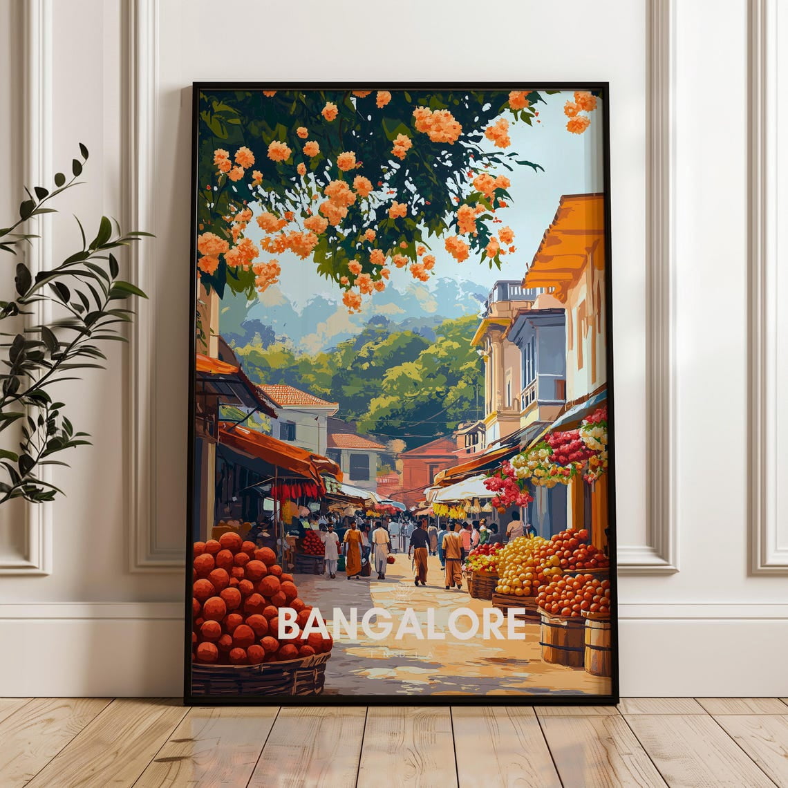 Bangalore Market Street Print, Colorful India Travel Print, Unframed ...