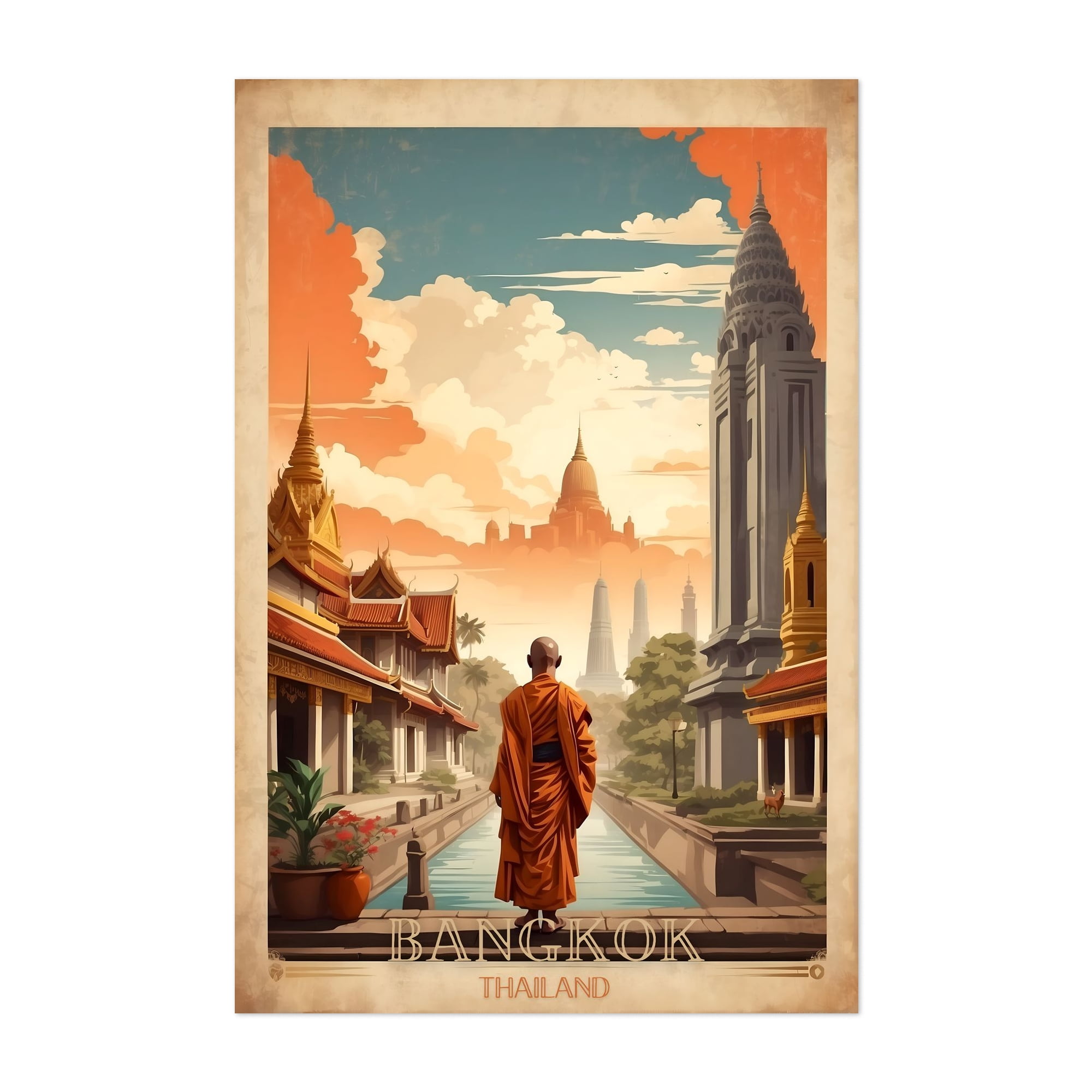 Bangkok Chronicles: Vintage Travel Poster - Bangkok Thailand Illustration Travel Poster Vintage ...