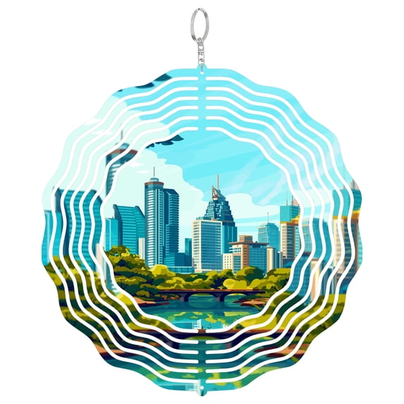 Bangkok Thailand 3D Wind Spinner Laser Cut Metal Hanging Ornament Patio ...