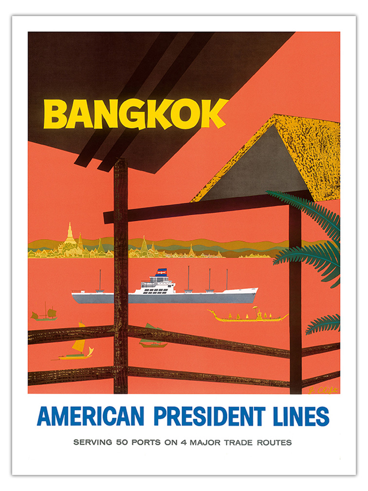 Bangkok Thailand - American President Lines - Vintage Ocean Liner ...