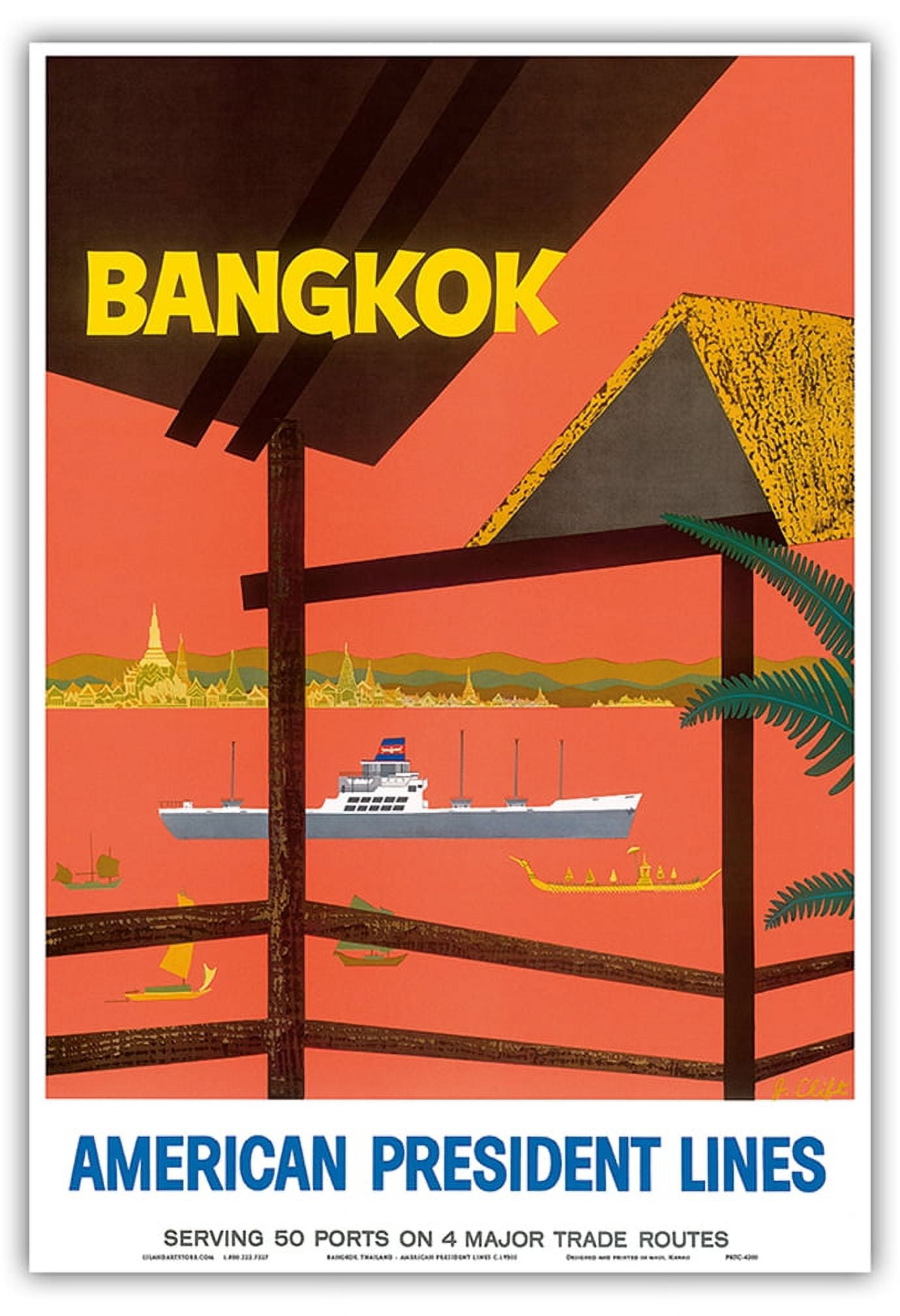Bangkok Thailand - American President Lines - Vintage Ocean Liner ...