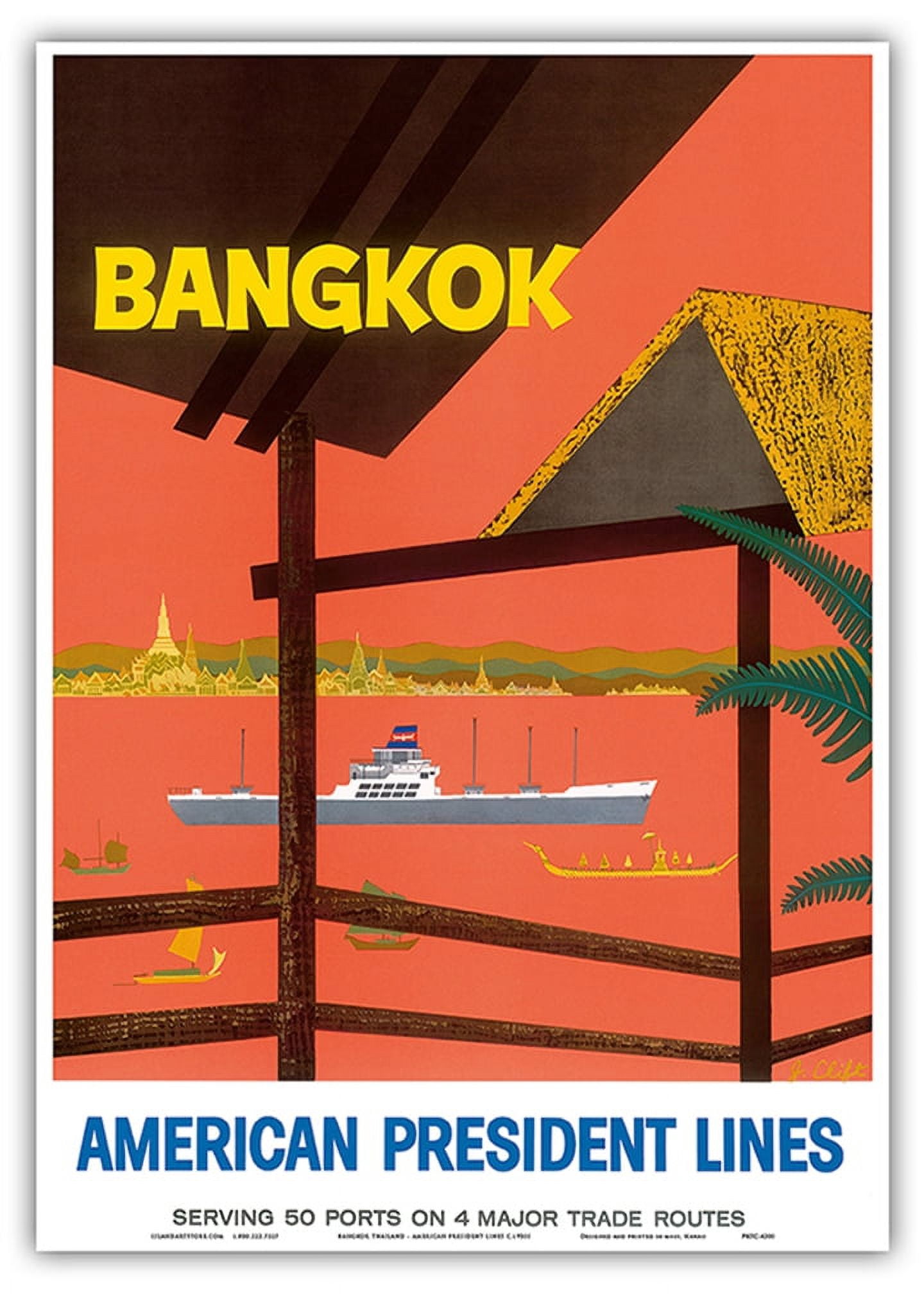 Bangkok Thailand - American President Lines - Vintage Ocean Liner ...