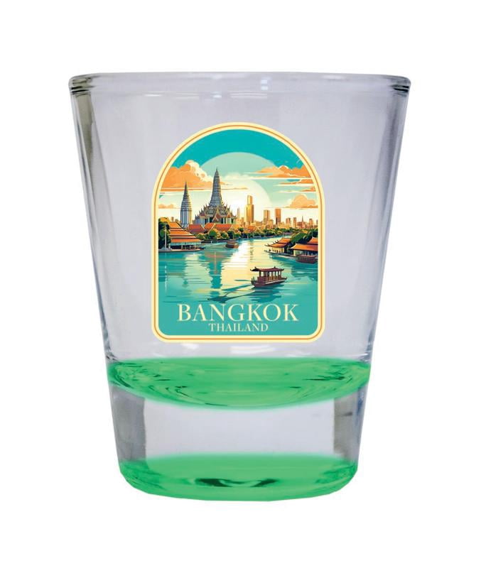 Bangkok Thailand Design A Souvenir 2 oz Round Shot Glass Green ...