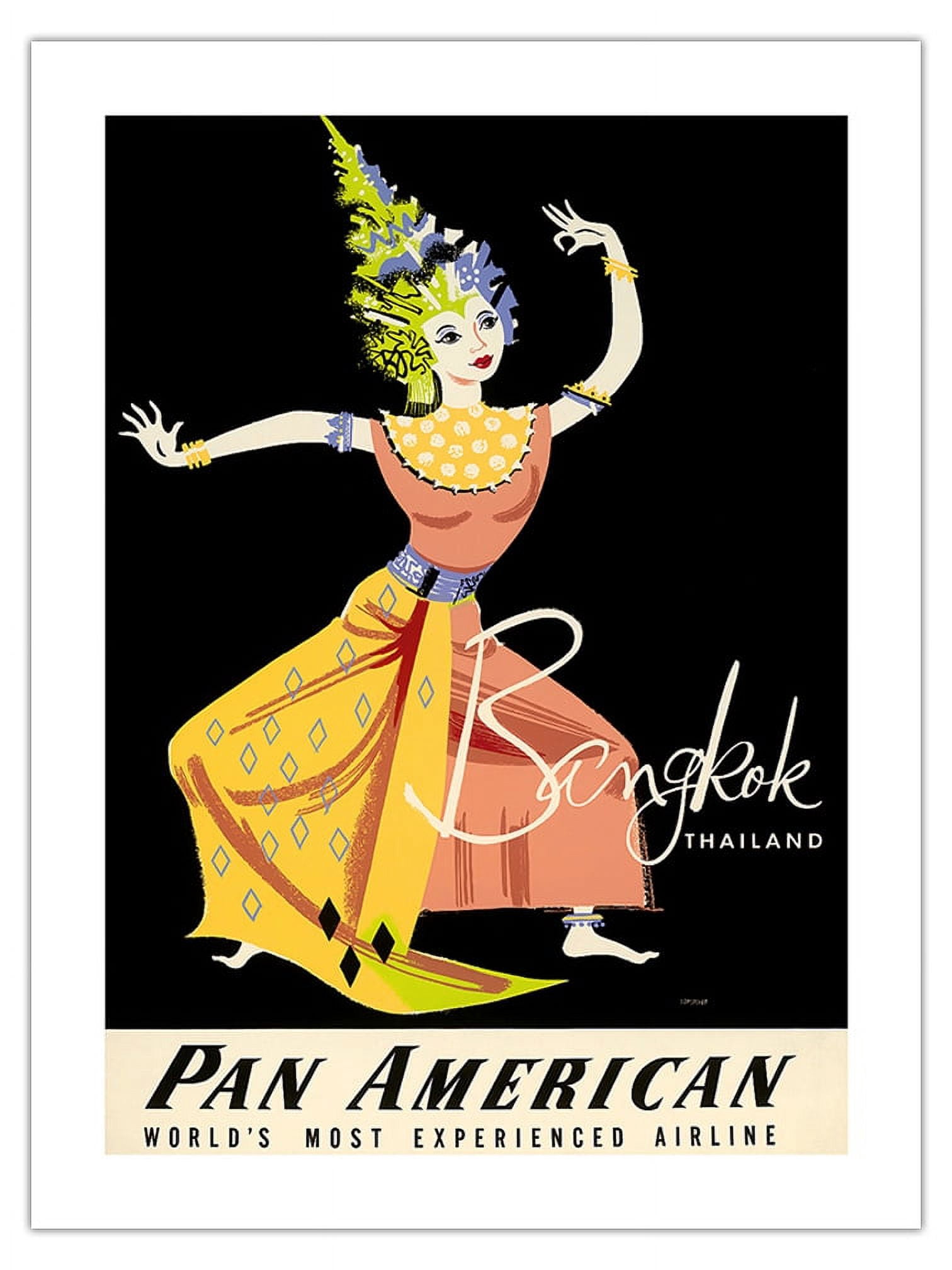 Bangkok Thailand - Thai Woman Classical Dancer - Vintage Airline Travel ...