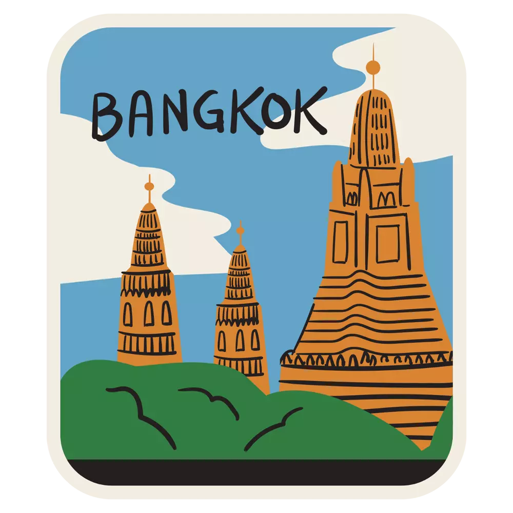 Bangkok Thailand Sticker Travel Souvenir Gift Phone Decal Water Bottle ...
