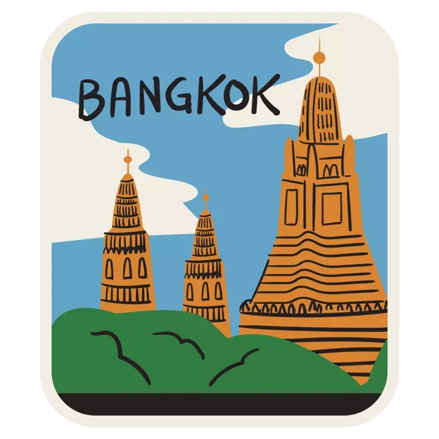 Bangkok Thailand Sticker Travel Souvenir Gift Phone Decal Water Bottle ...