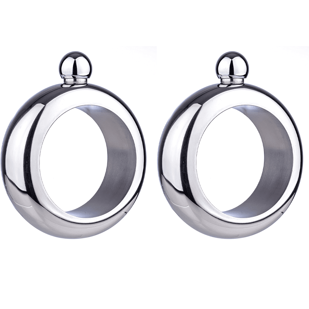 Bangle Bracelet Wine/Alcohol Flask - Stainless Steel Black and Silver ...