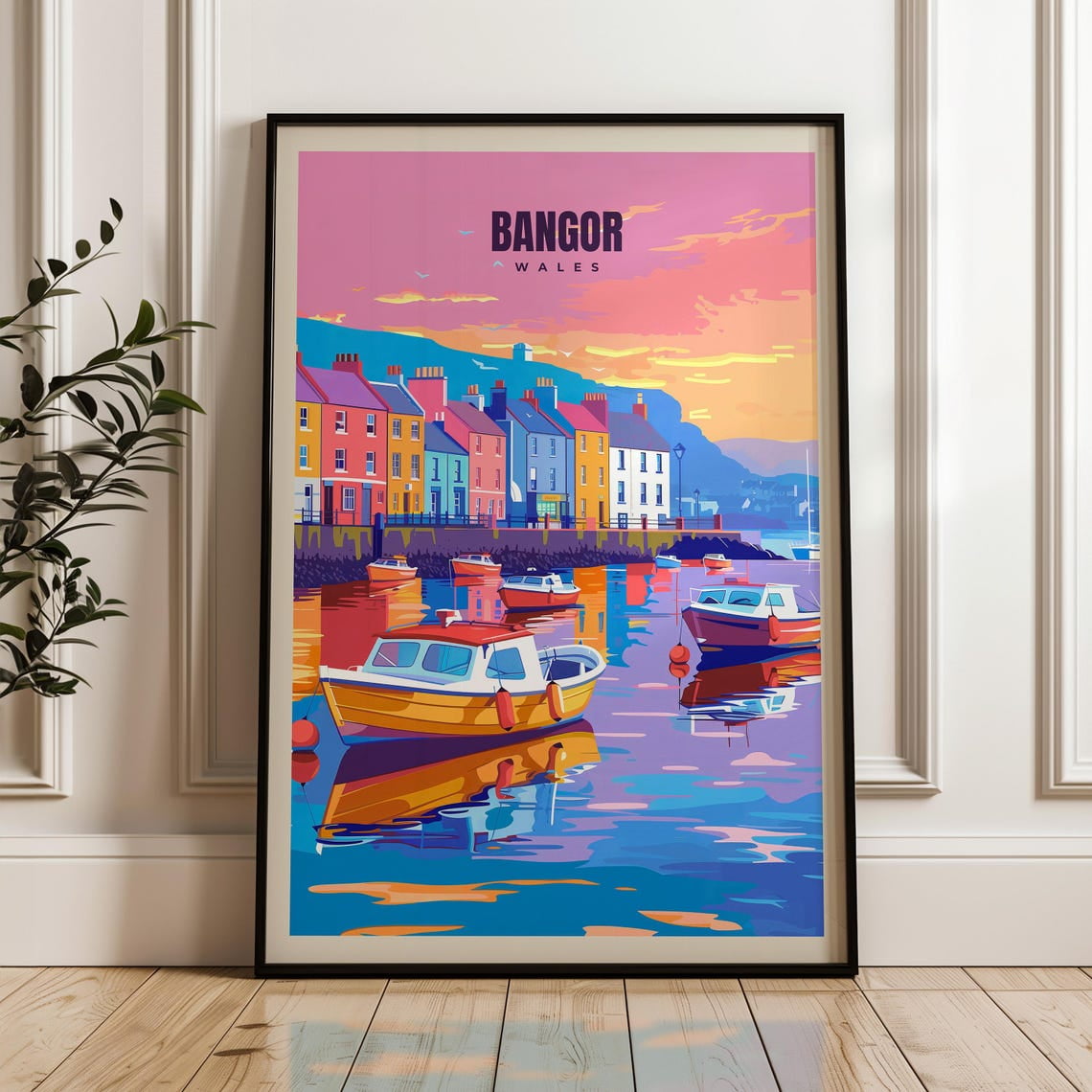 Bangor Travel Poster - Wales Wall Art Print, Illustration Poster ...
