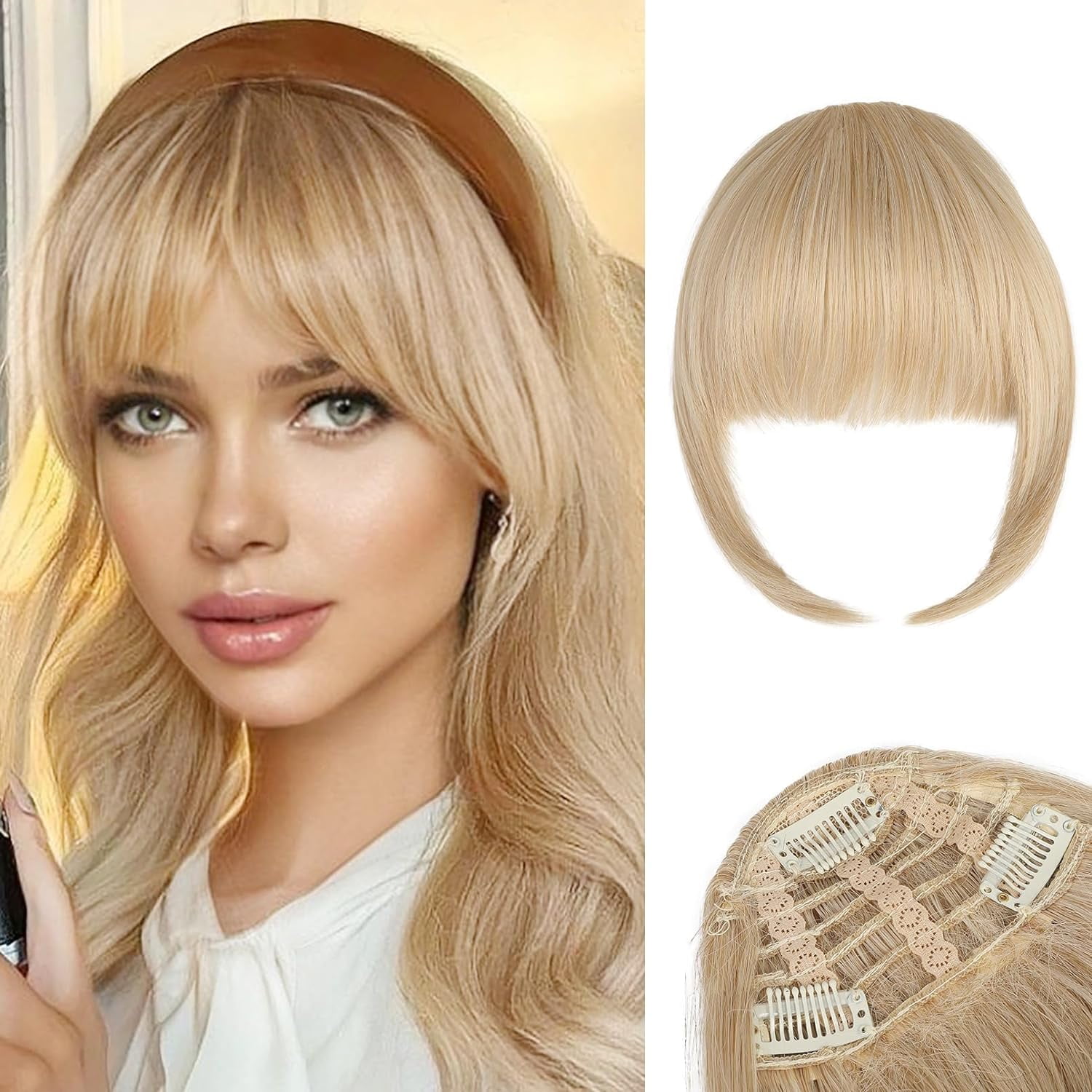 Bangs Hair Clip in Bangs, 3 Secure Clips in Blunt Cut Full Fringe ...