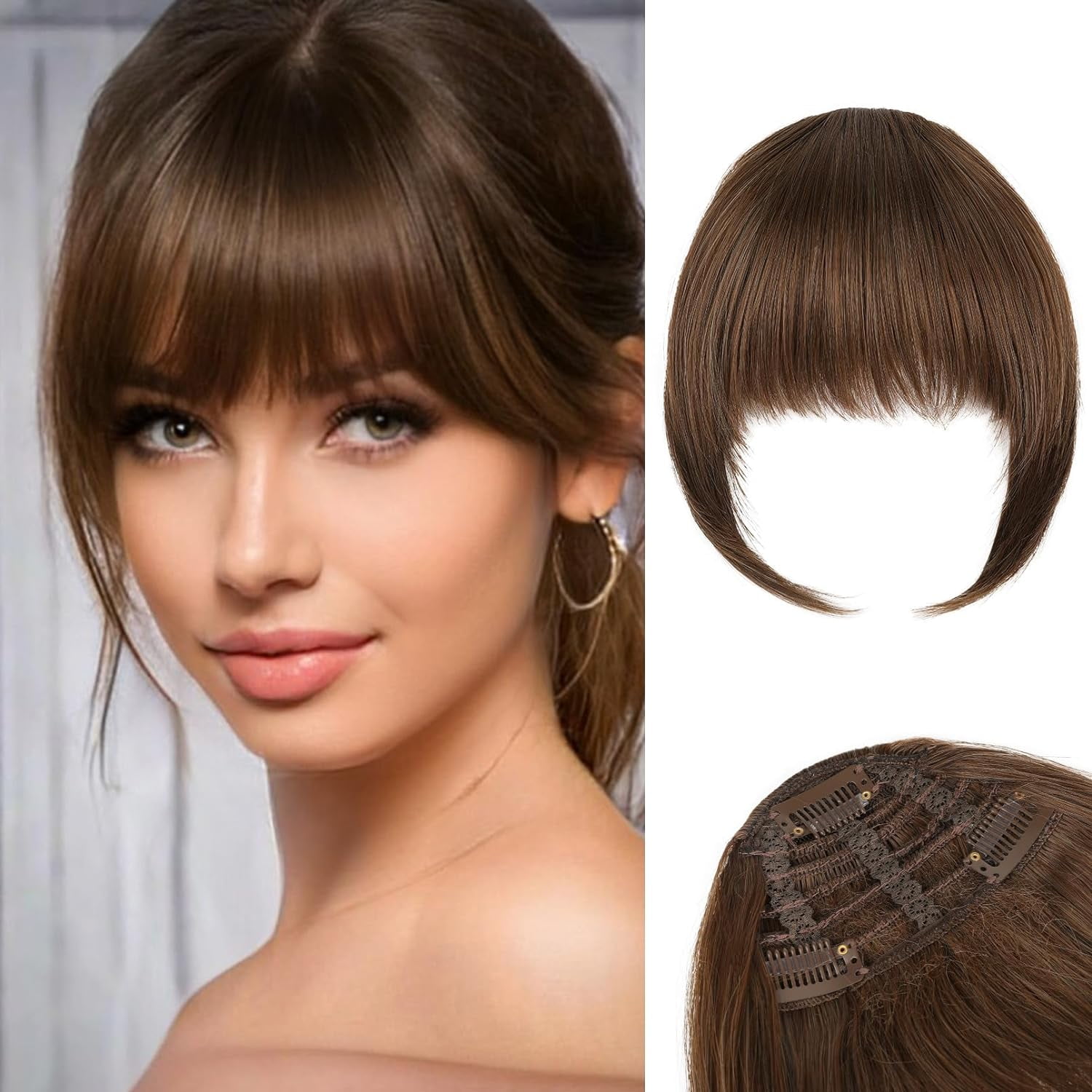 Bangs Hair Clip in Bangs, 3 Secure Clips in Blunt Cut Full Fringe ...