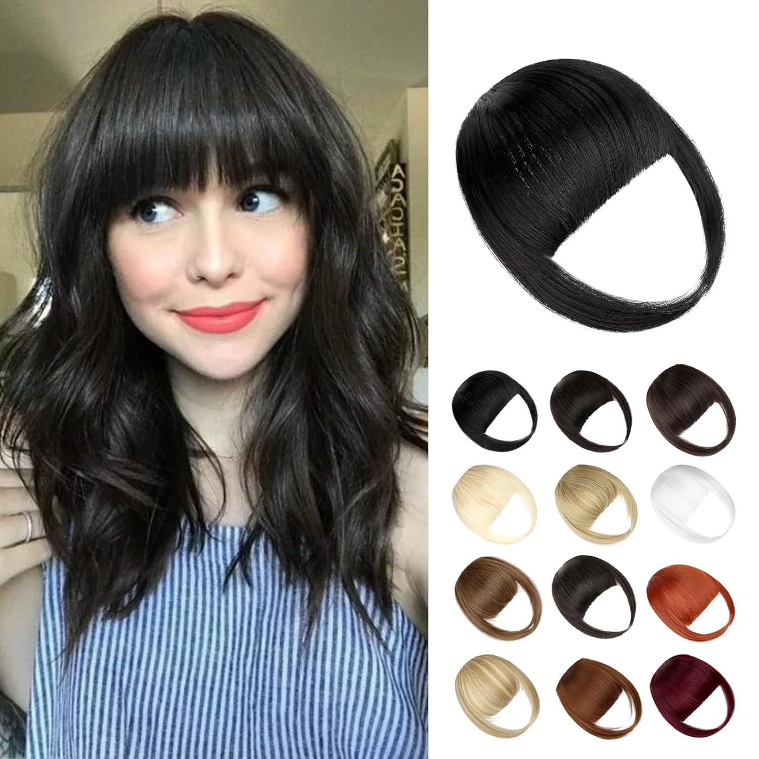 Bangs Hair Clip in Bangs, Fake Bangs Natrual Clip on Bangs Black,Faux ...