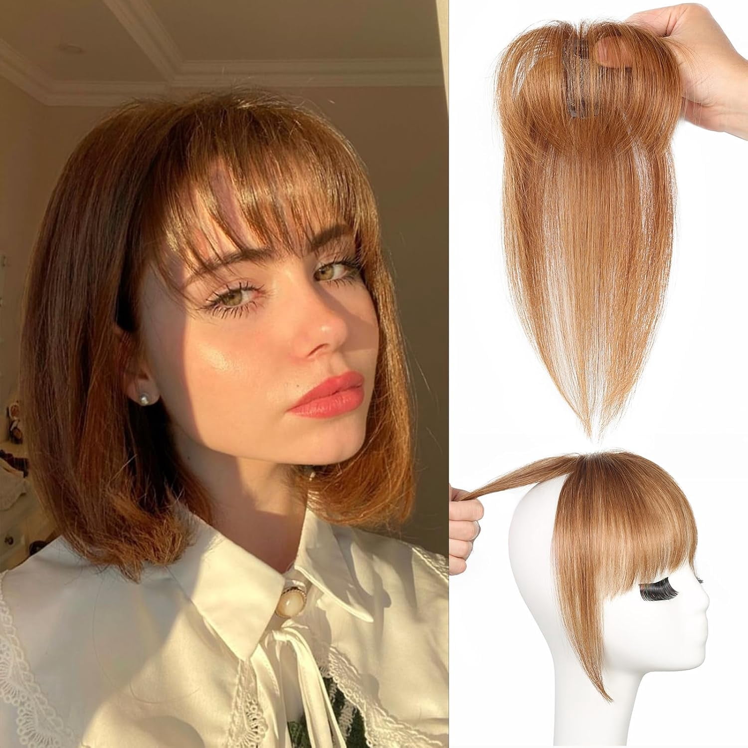 Bangs Hair Clip in Bangs Hair Toppers for Women 100% Real Human Hair ...