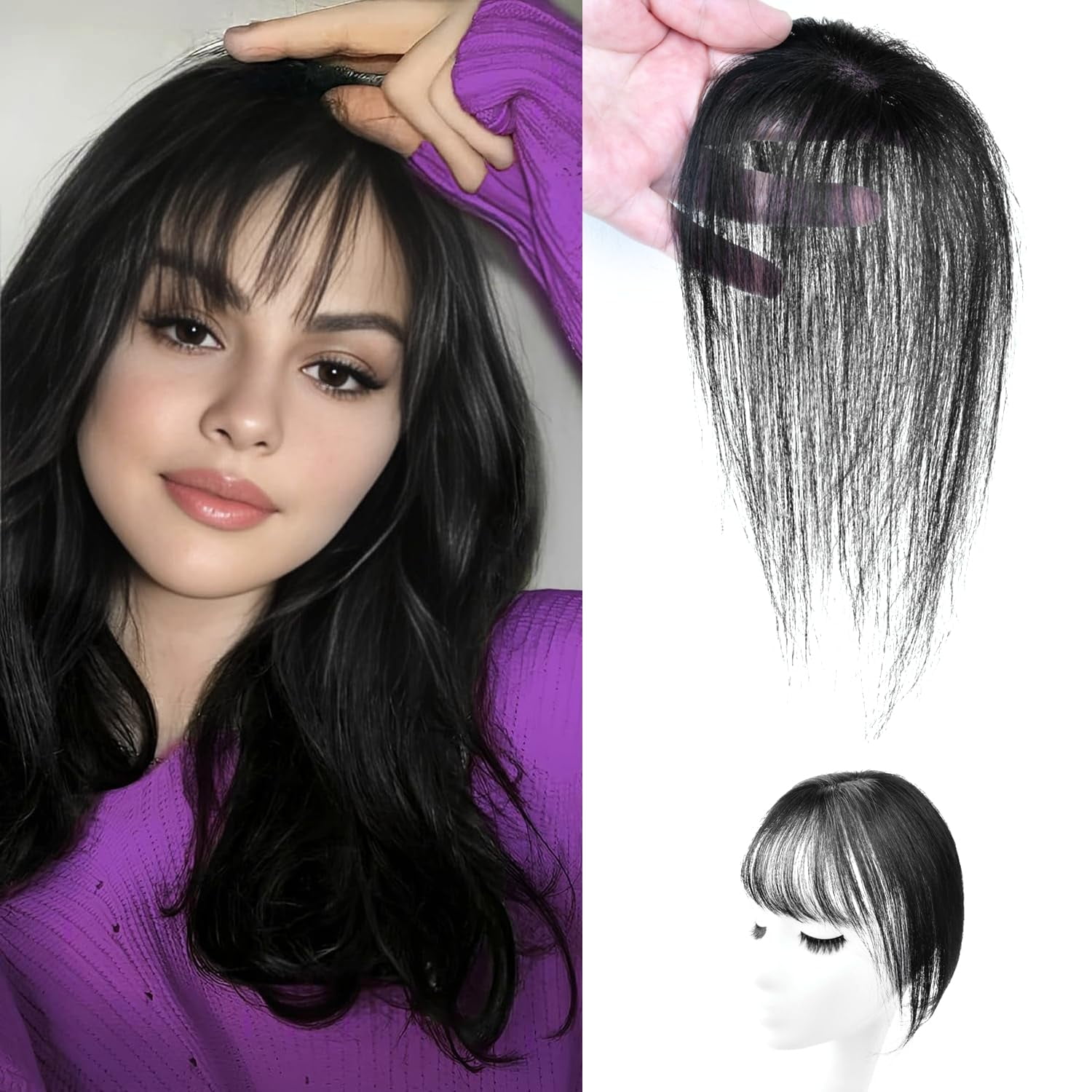 Bangs Hair Clip, Clip in Bangs Hair Toppers for Women 100% Real Human ...