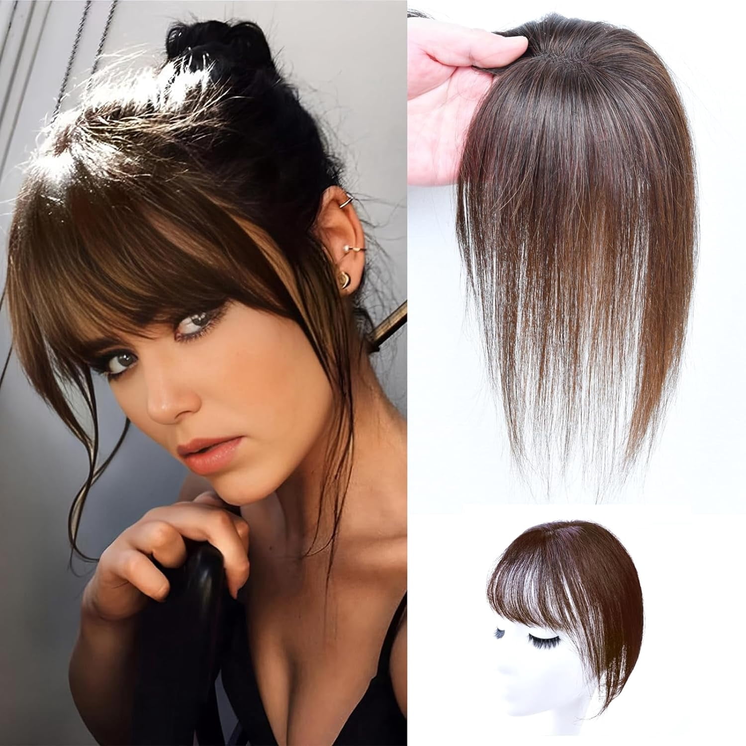 Bangs Hair Clip, Clip in Bangs Hair Toppers for Women 100% Real Human ...
