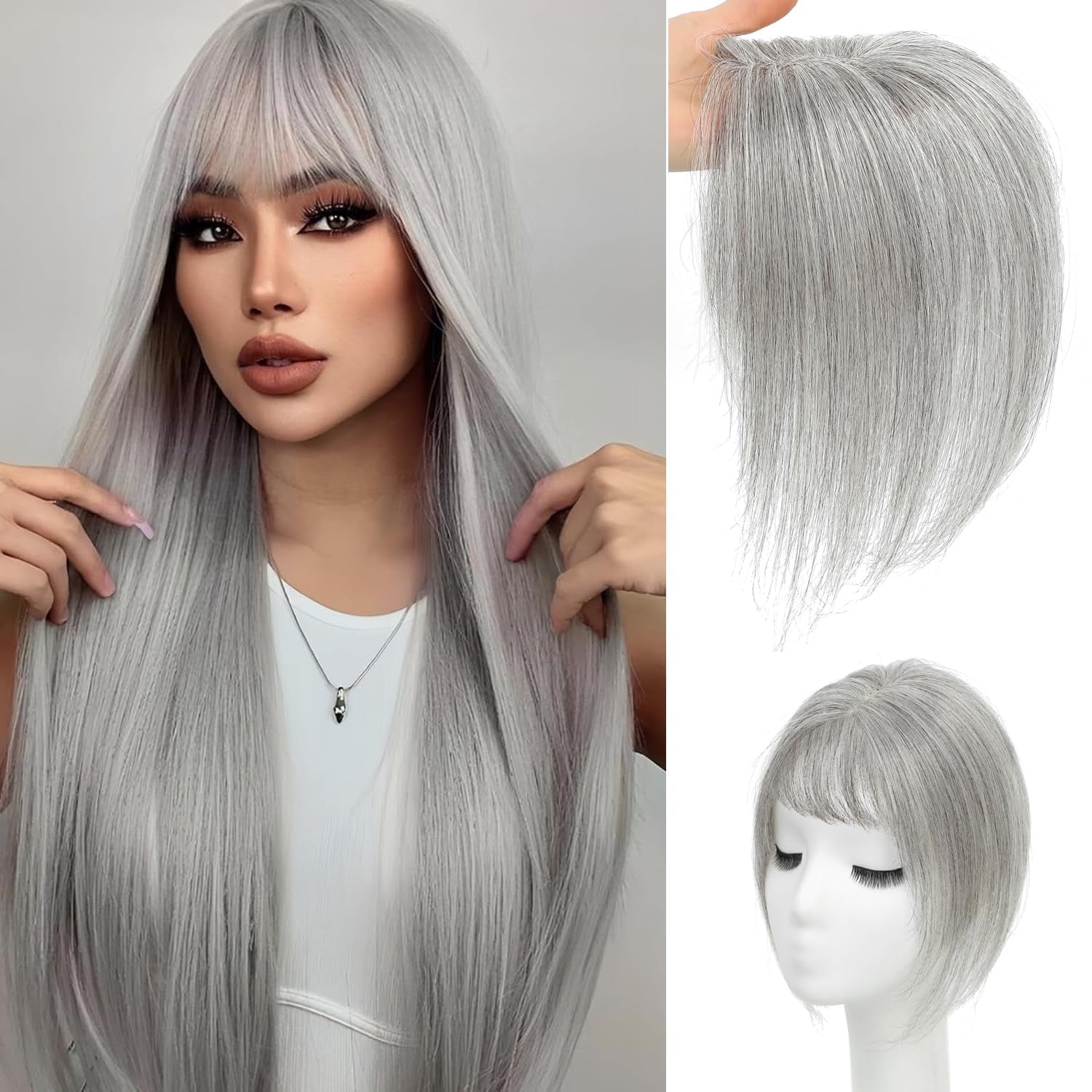 Bangs Hair Clip, Clip in Bangs Hair Toppers for Women 100% Real Human ...