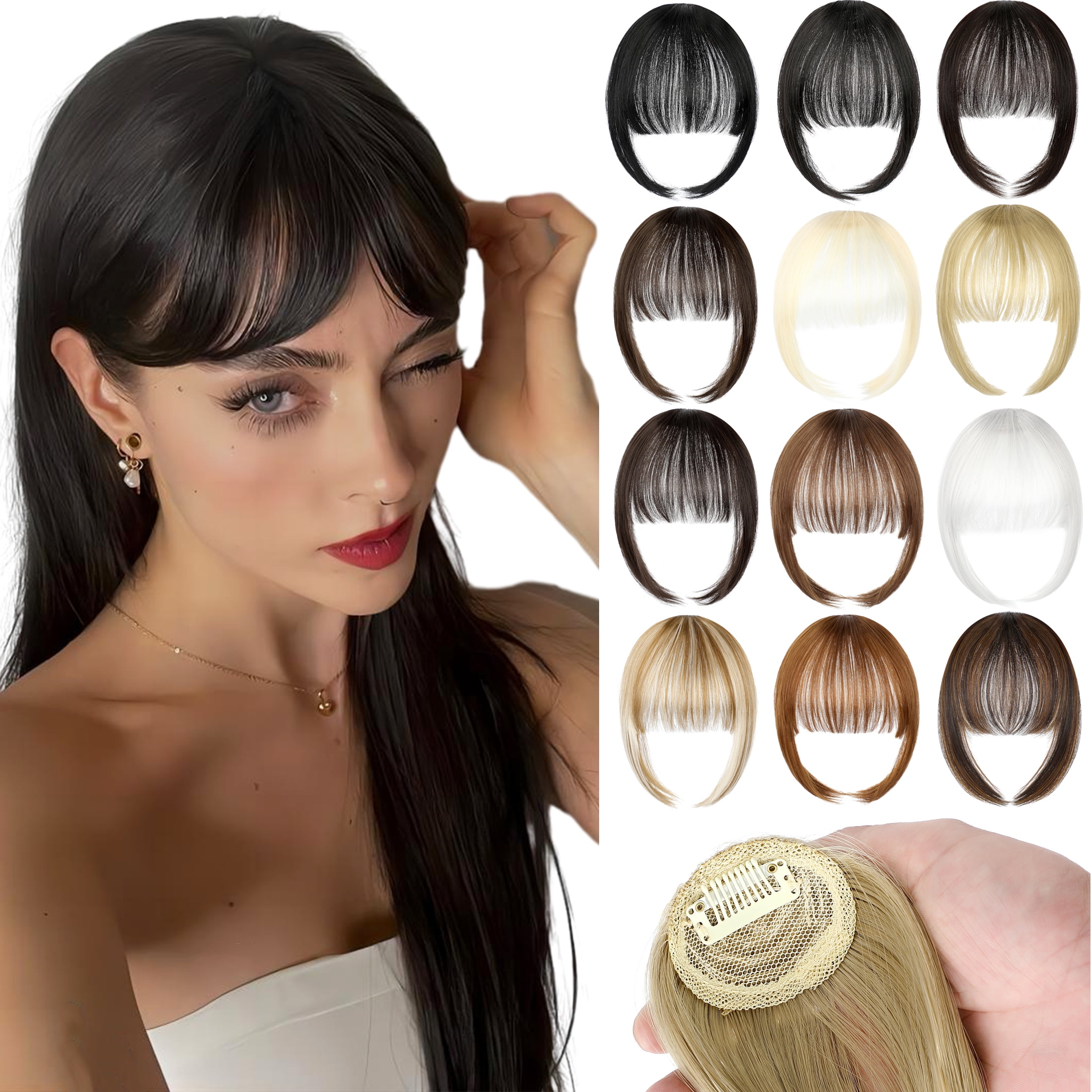 Bangs Hair Clip French Bang Clip in Thick Full Bangs Straight Fringe ...