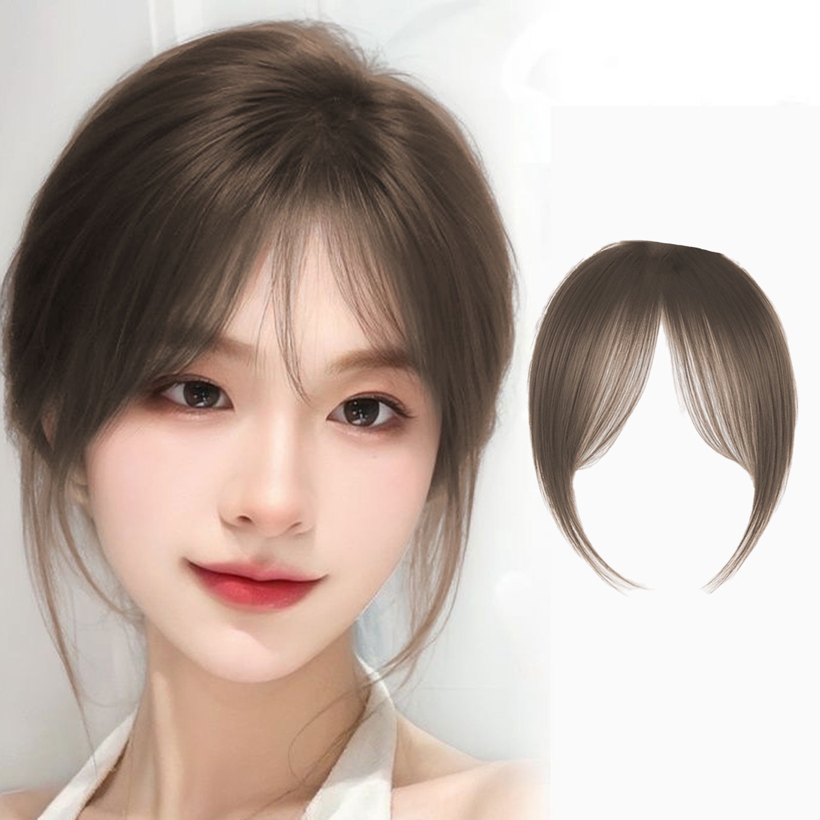 Bangs Hair Clip - Medium Brown Fake Bangs, Real Human Hair Extensions ...