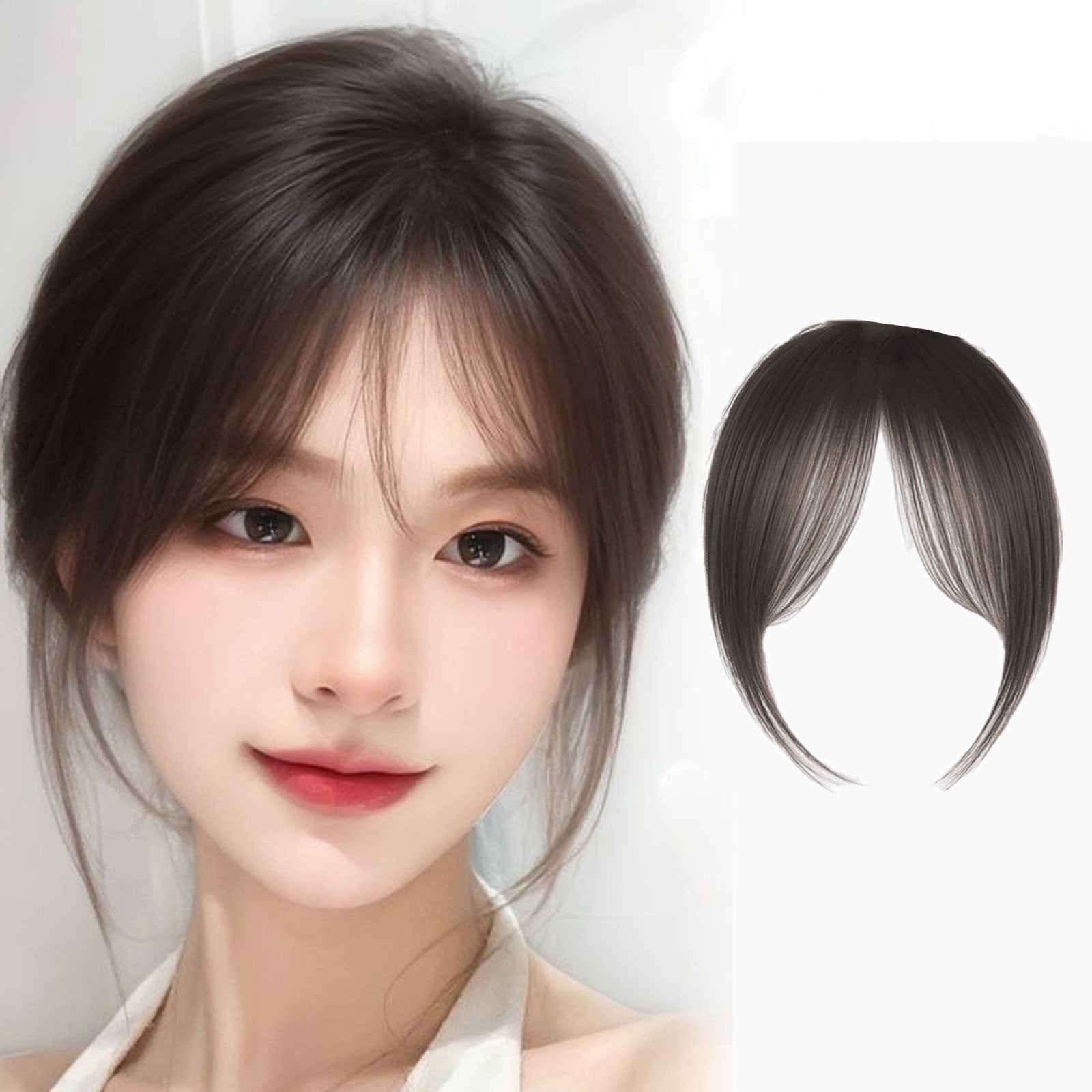 Bangs Hair Clip - Medium Brown Fake Bangs, Real Human Hair Extensions ...