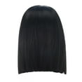 Bangs Medium Long Parted Long Womens Black Wig Straight Wig Wig