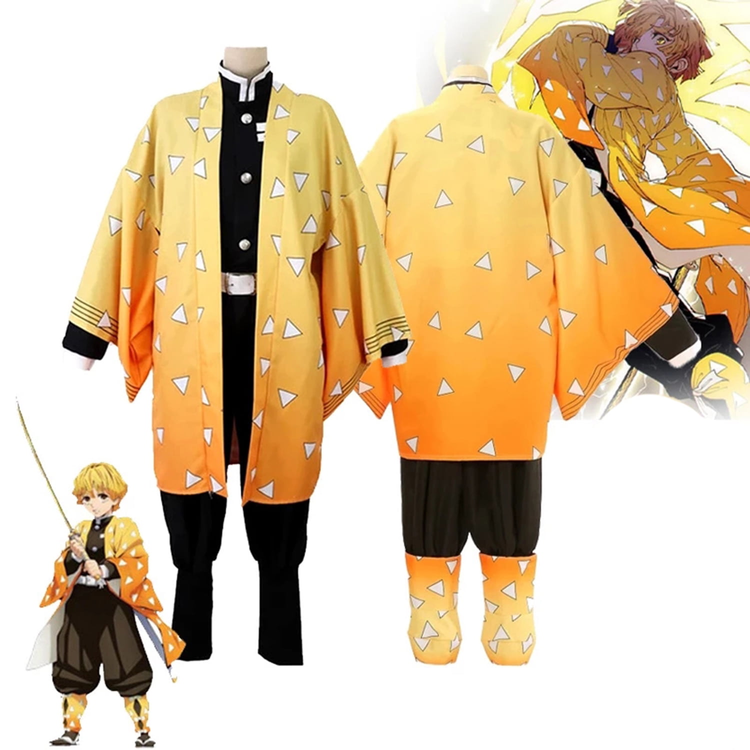 Bangyan 5PCS Demon Slayer Agatsuma Zenitsu Cosplay Kimono Set Birthday ...