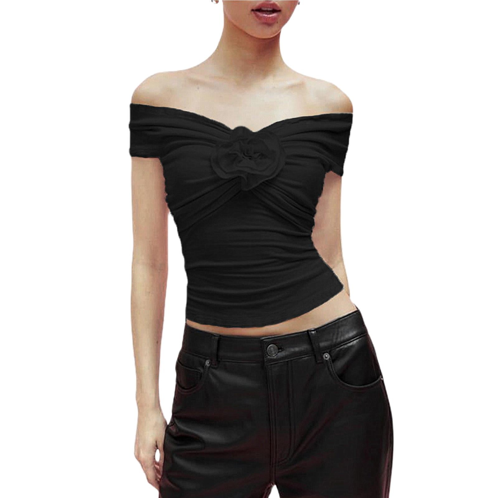 Bangyeer 3D Flower Tank Top for Women Sleeveless Off Shoulder Backless ...