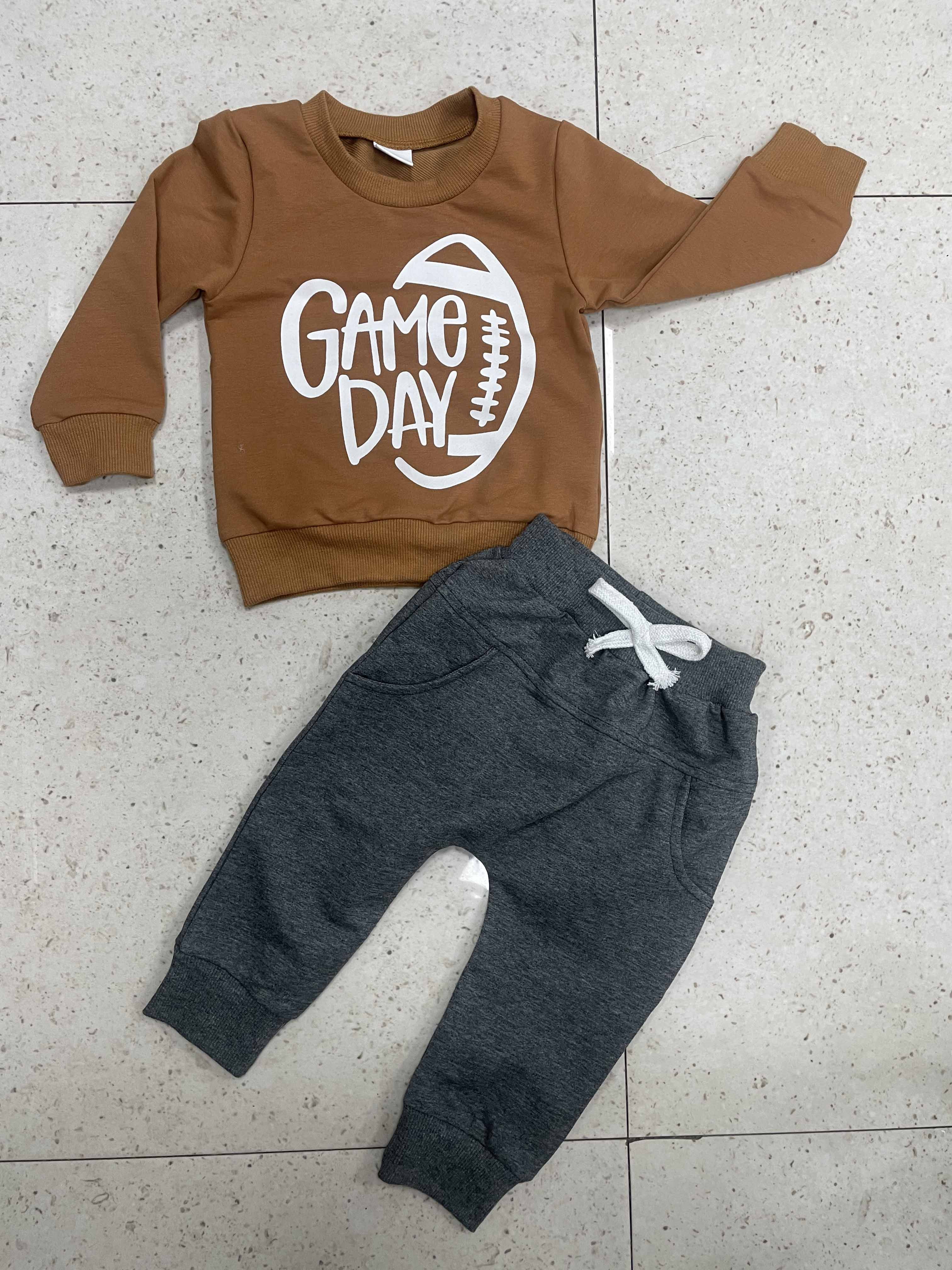 Bangyeer Baby Boy Fall Outfit Letter Rugby Print Sweatshirt and Elastic Pants - Walmart.com