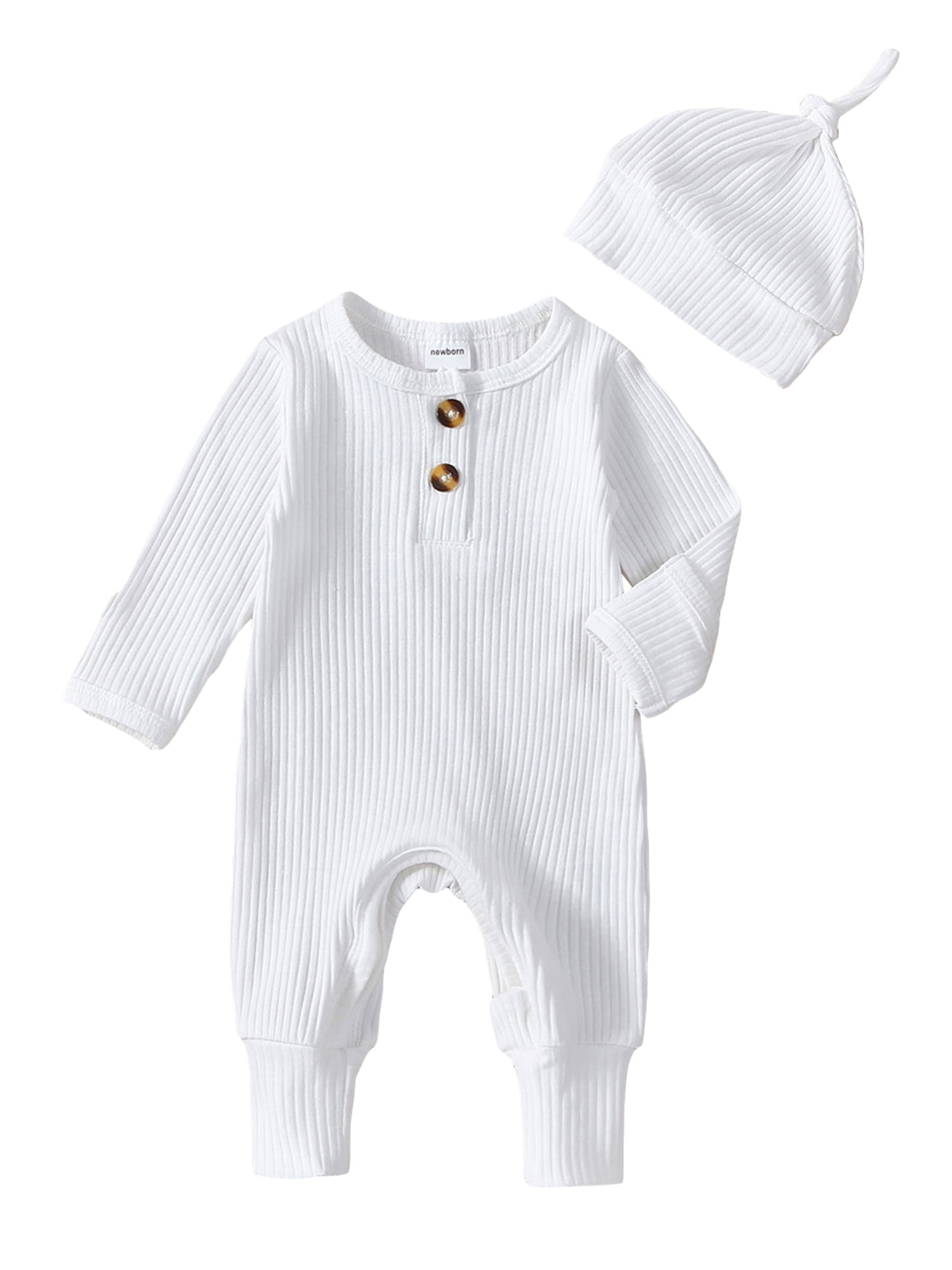 Bangyeer Baby Boy Girl Outfit Newborn Neutral Baby Ribbed Romper ...